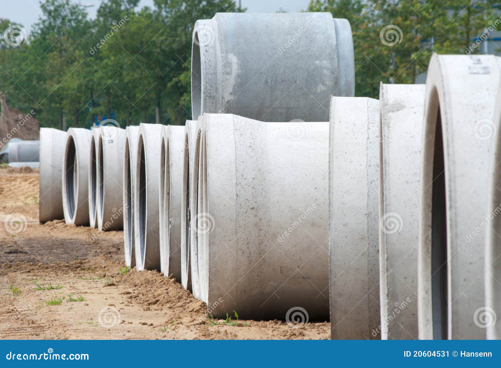 Concrete drainage pipes stock image. Image of pile, concrete - 20604531