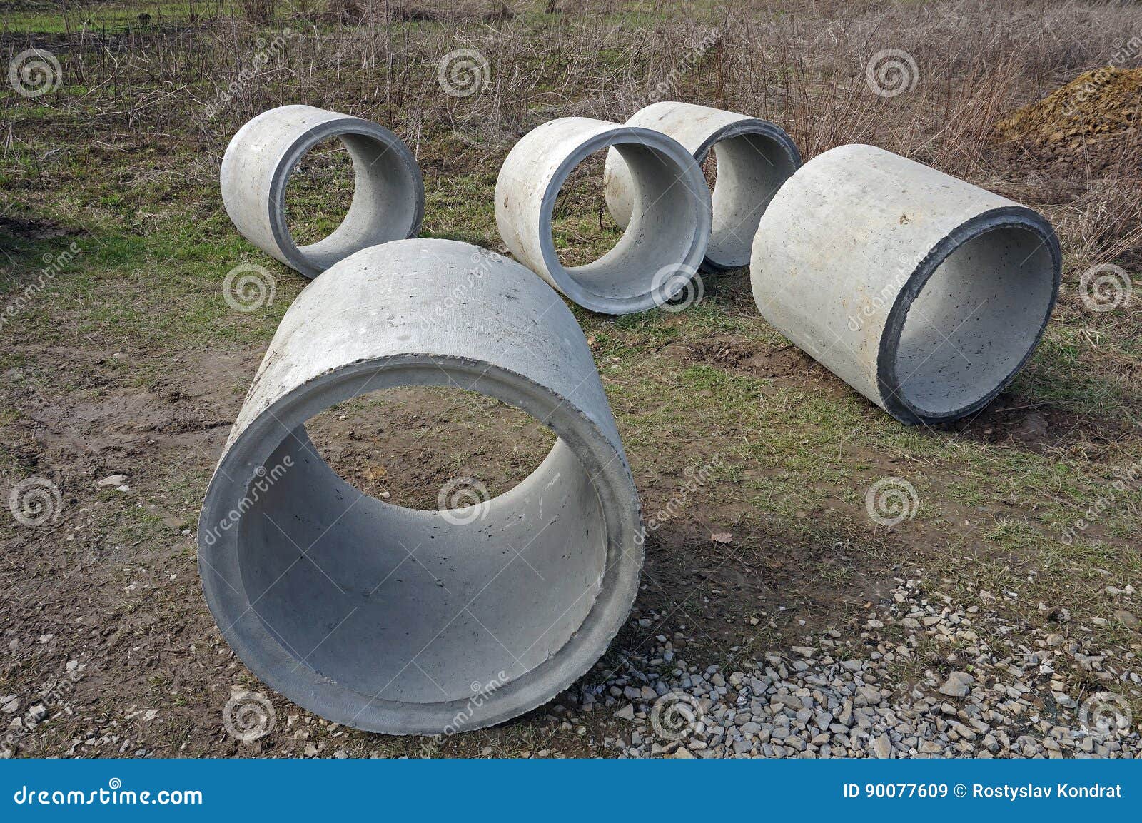 Concrete drainage pipes stock image. Image of sewer, engineering - 90077609