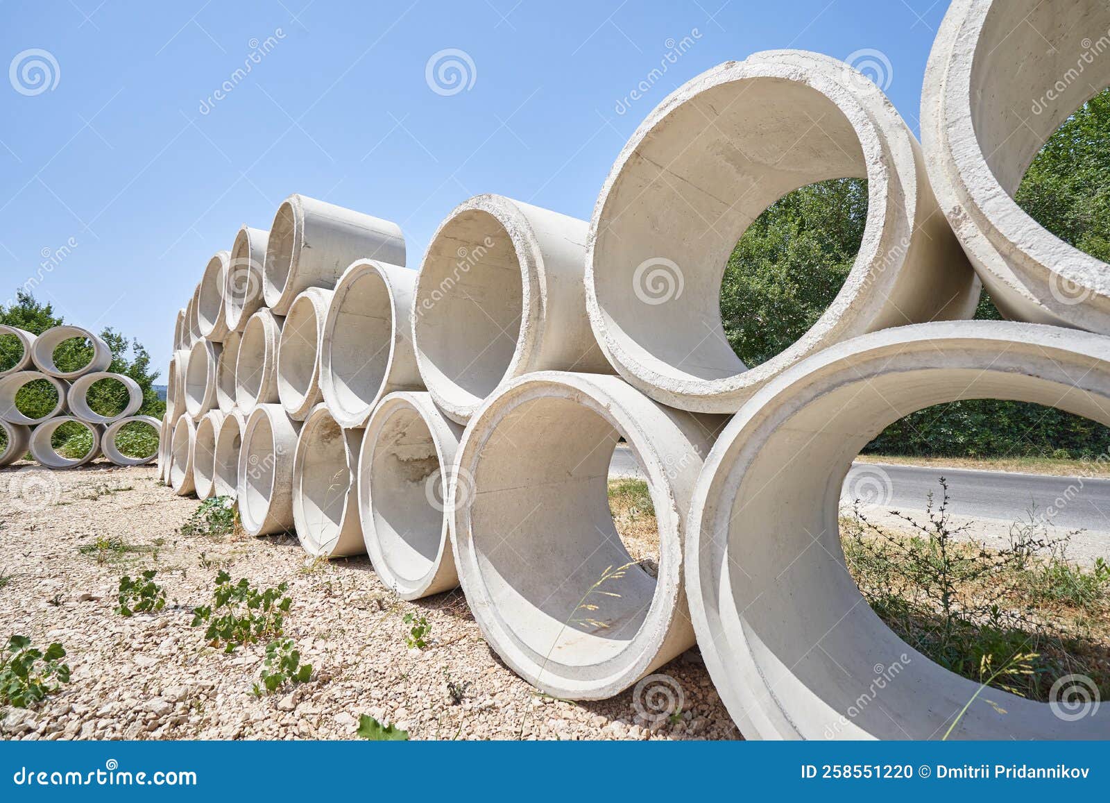 Concrete Drainage Pipes for Septic Tanks and Wells Stock Photo - Image ...