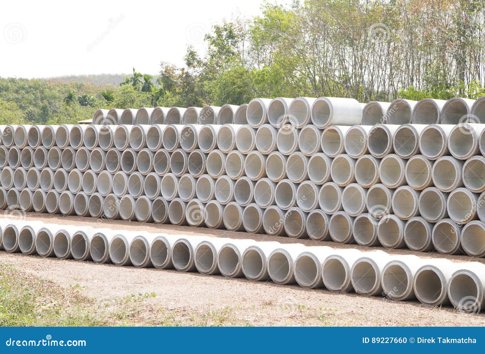Concrete drainage pipes stock photo. Image of build, pile - 89227660