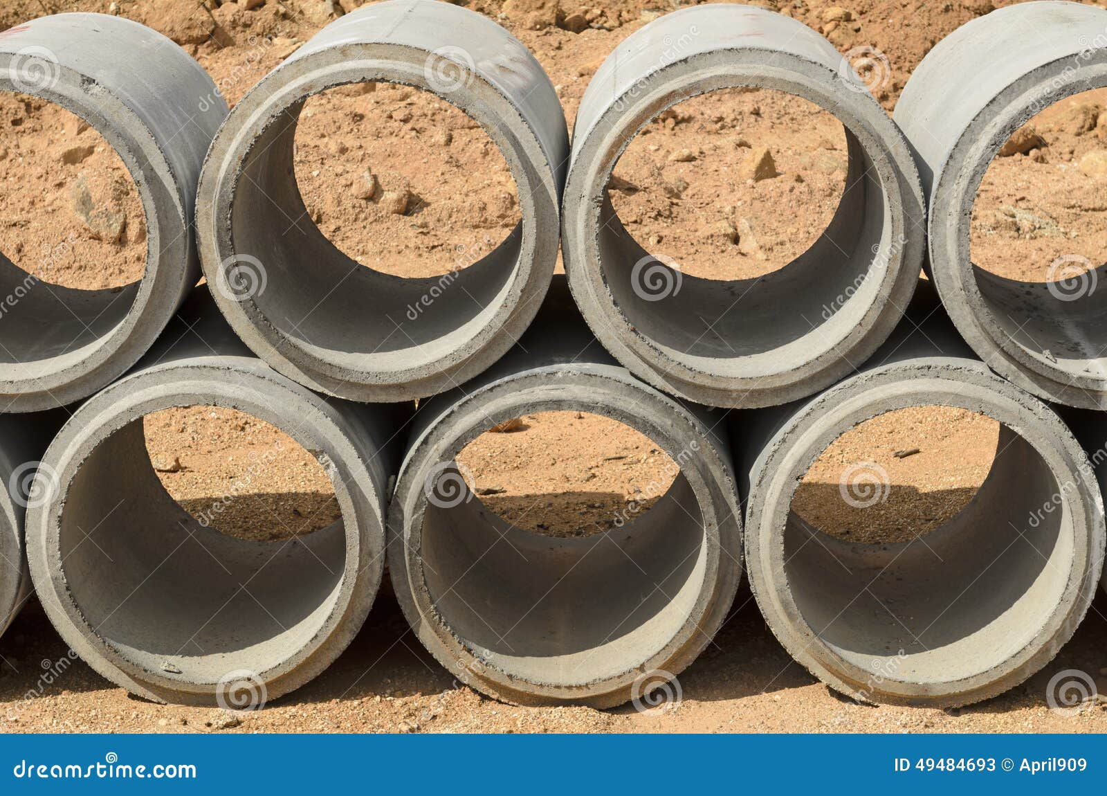 Concrete Drainage Pipes Stacked Stock Image - Image of repair, pipe ...