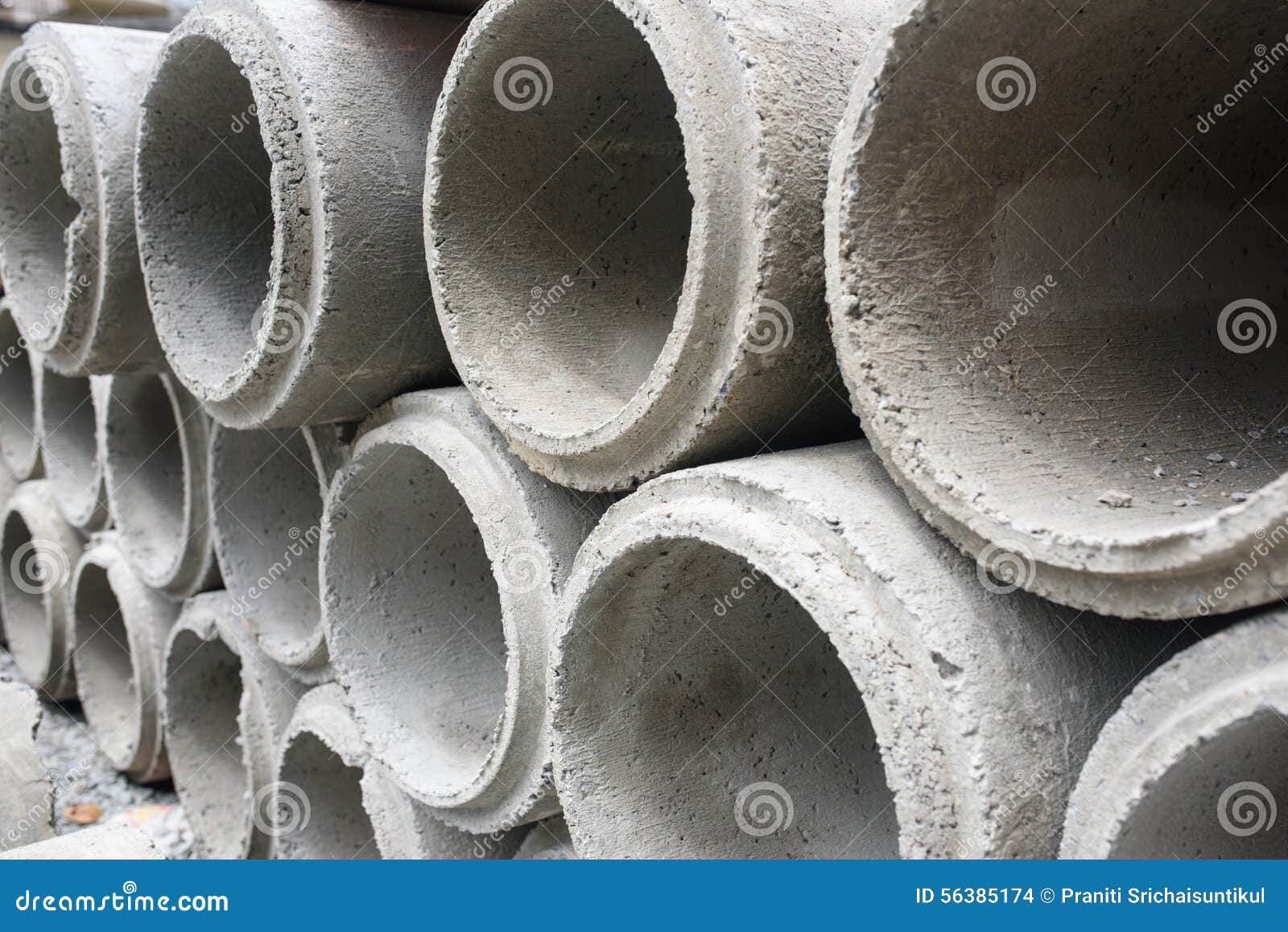 Concrete Drainage Pipes Stacked Stock Photo - Image of piled ...