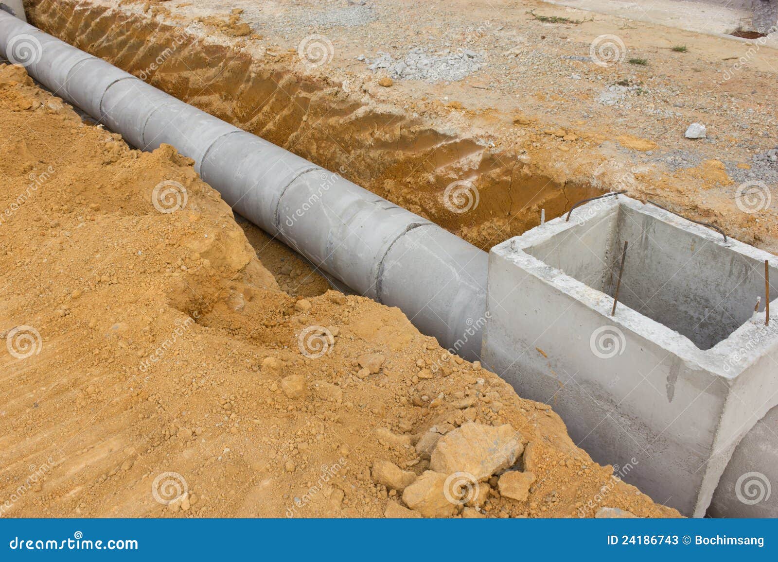 Concrete Drainage Tank on Construction Site Stock Image - Image of ...