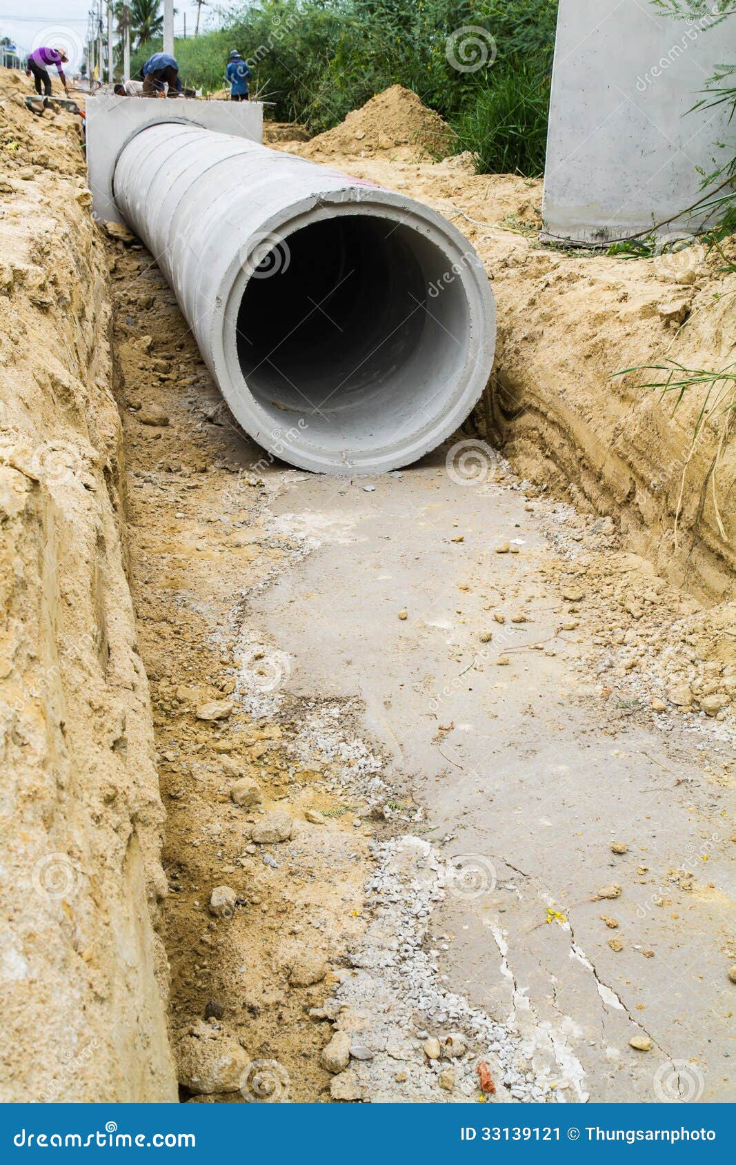 Concrete Drainage Tube on Construction Site Stock Image - Image of ...