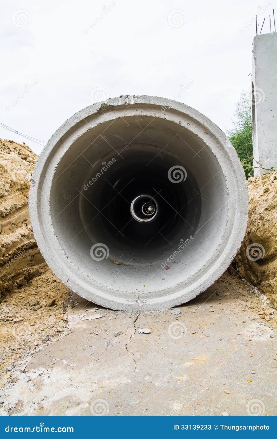 Concrete Drainage Tube at Construction Site Stock Image - Image of ...