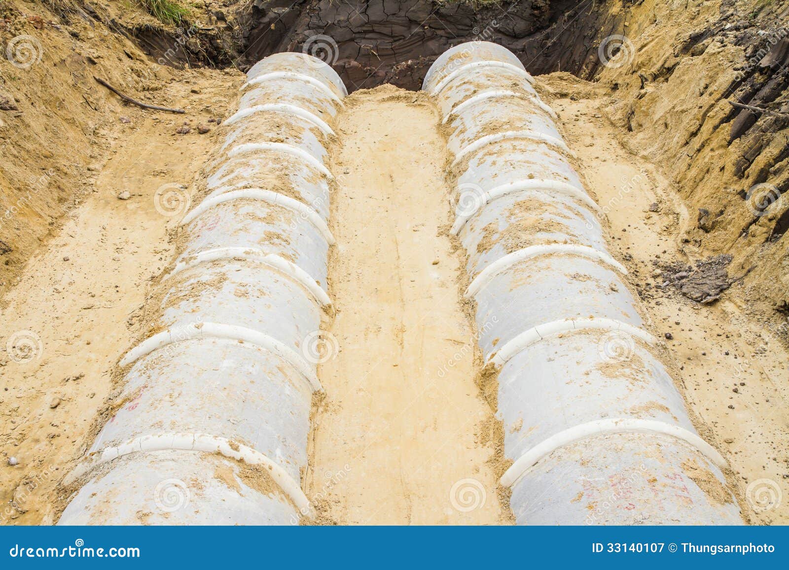 Concrete Drainage Tube on Construction Site Stock Image - Image of soil ...