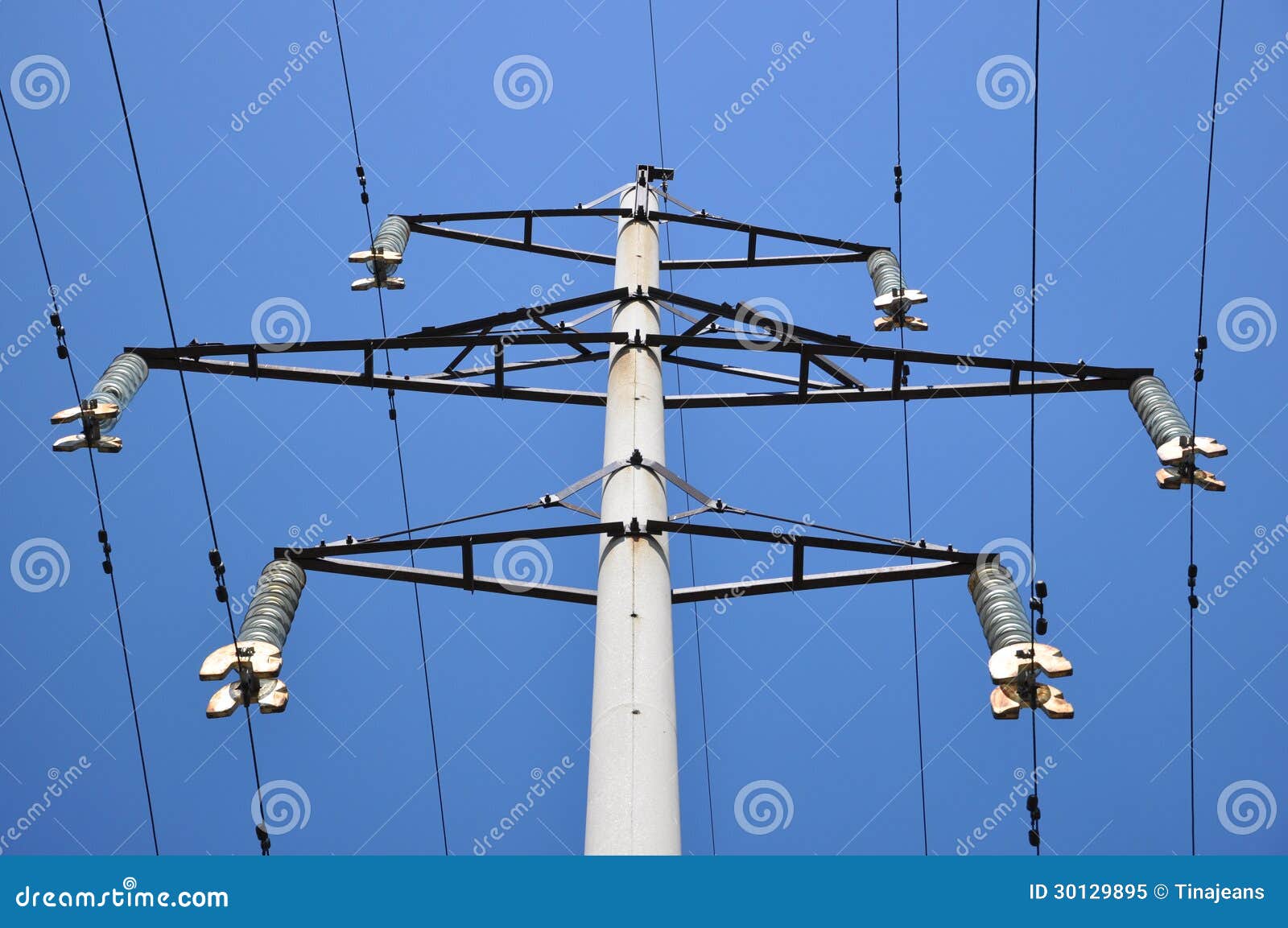 Concrete Electric Pole With Metal Diamond-shaped Holders With Clusters ...