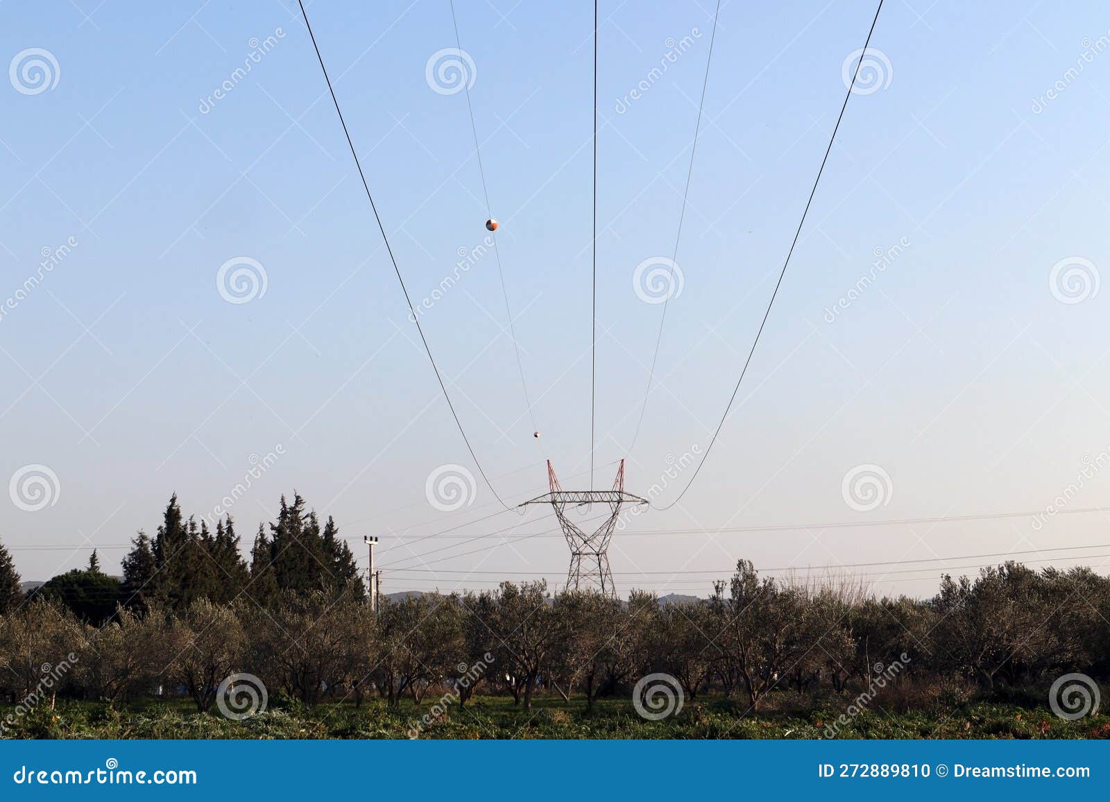 Concrete Electric Pole With Metal Diamond-shaped Holders With Clusters ...