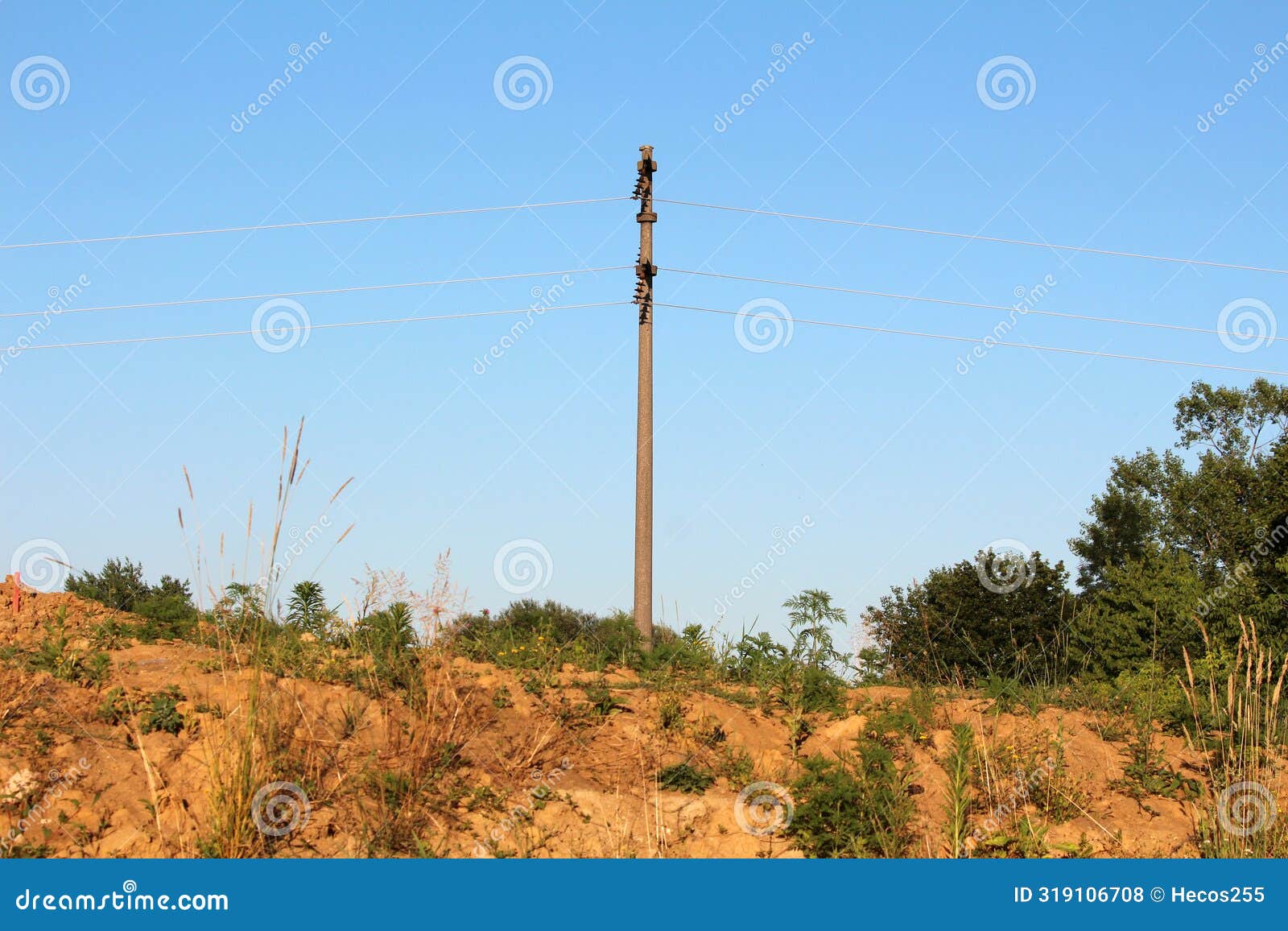 Concrete Electrical Power Line Utility Pole with Multiple Ceramic ...