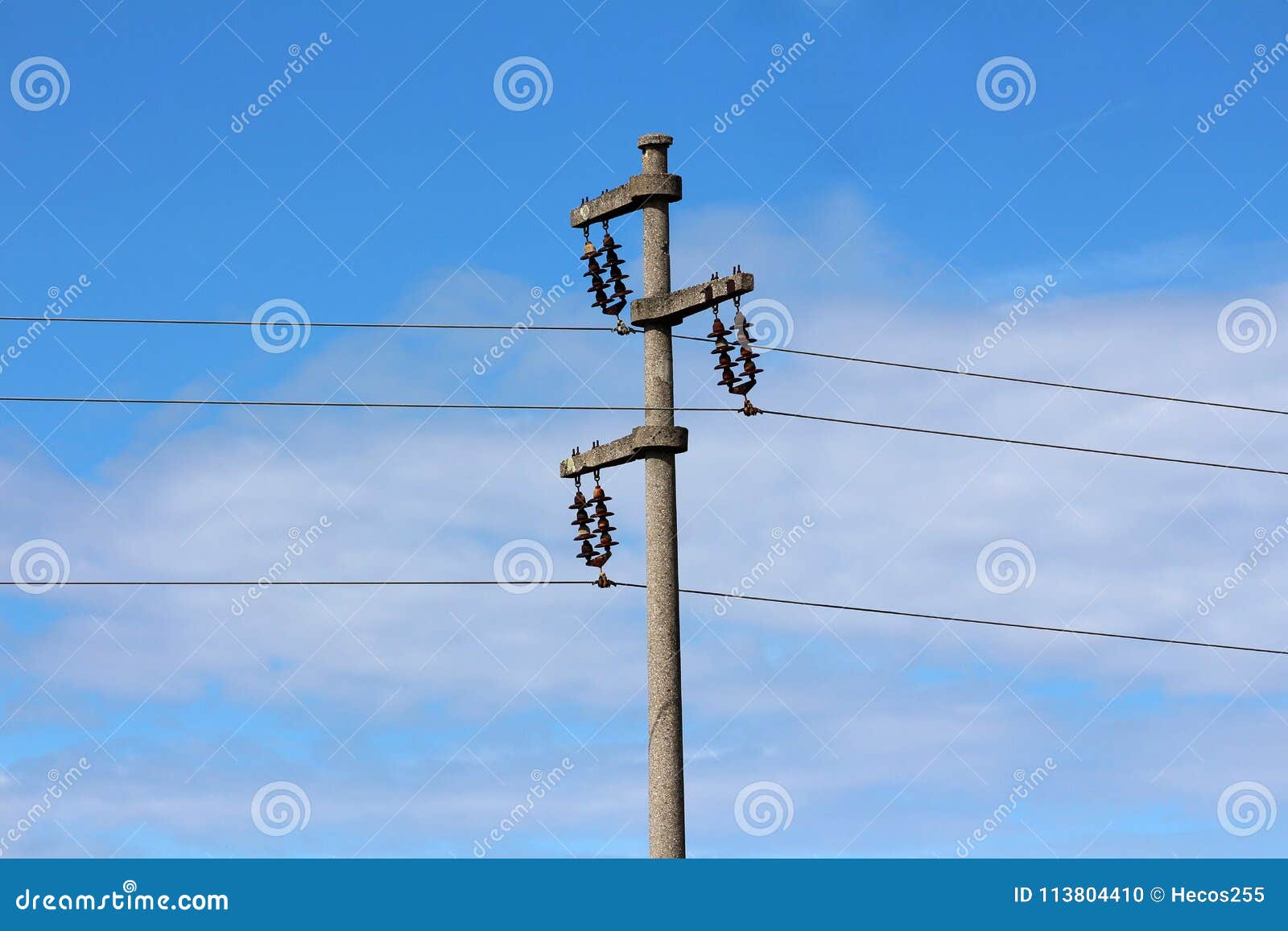 Concrete Electrical Power Line Utility Pole Stock Photo - Image of line ...