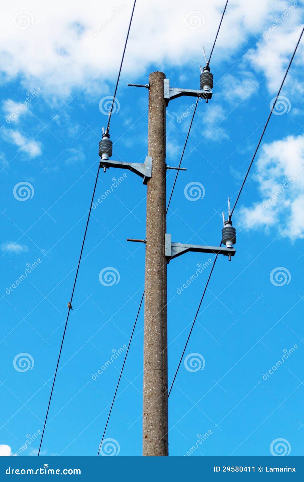 Concrete Electricity Post on Blue Sky Background Stock Image - Image of ...