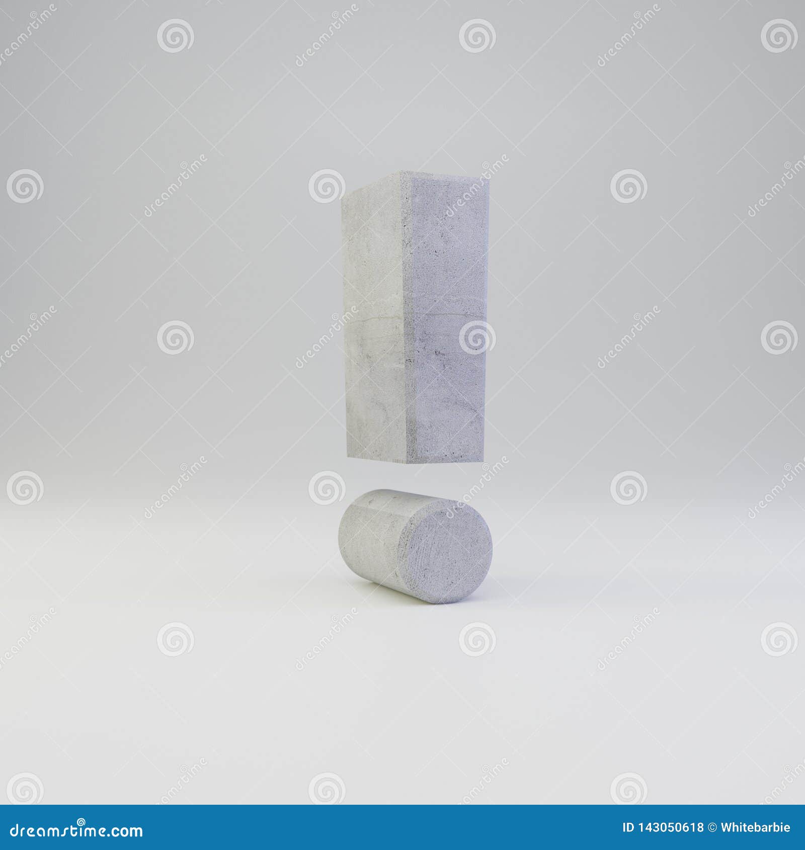 Concrete Exclamation Point Symbol with Plaster Texture Isolated on ...