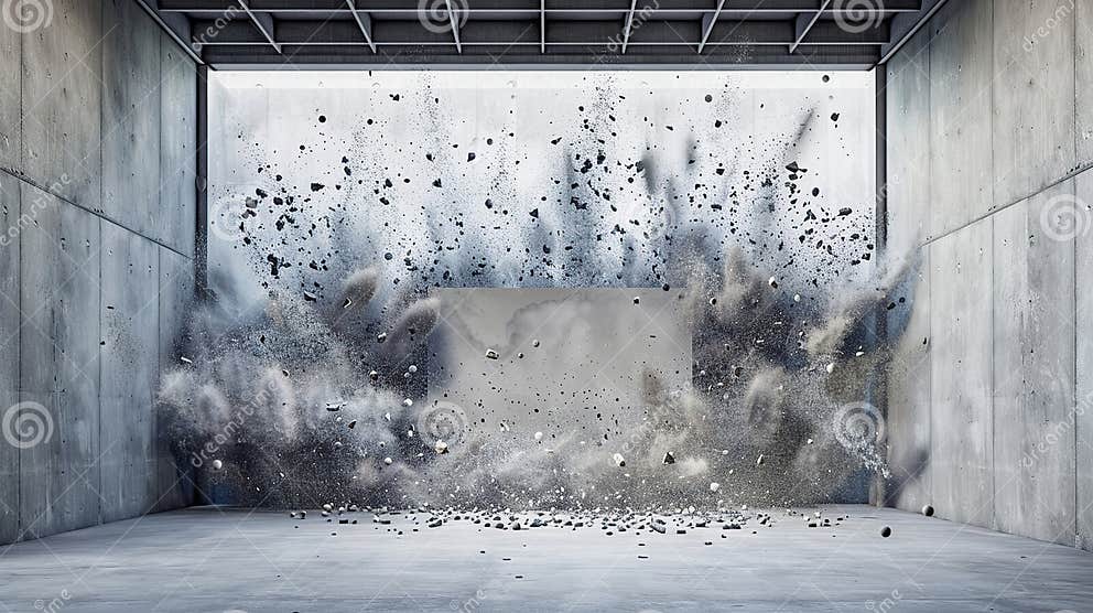 Concrete Explosion in an Empty Room Stock Illustration - Illustration ...