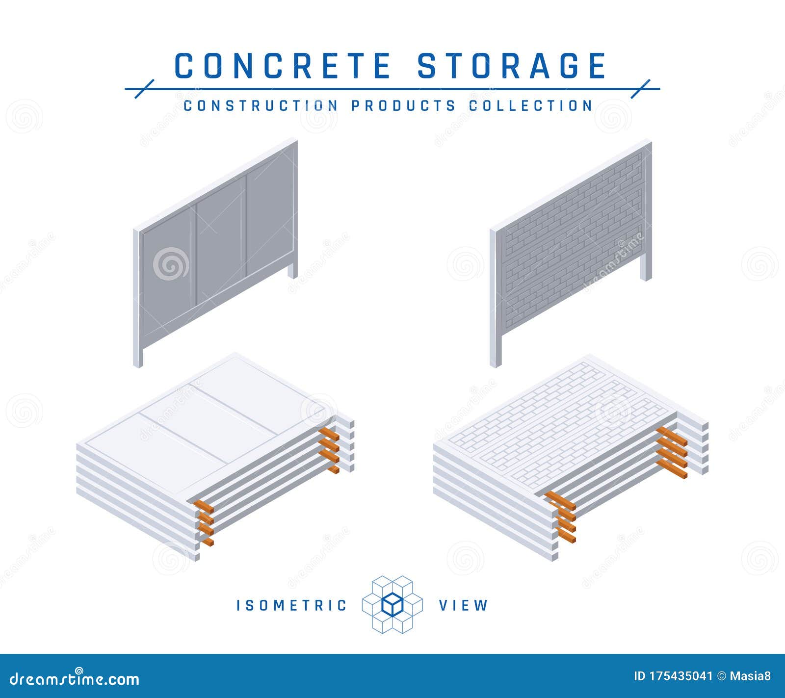 Concrete Fence Icons in Flat Style, Vector Stock Vector - Illustration ...