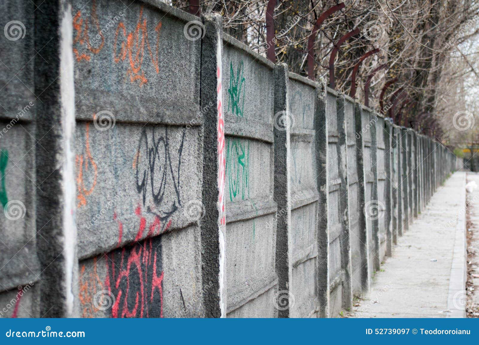 Concrete fence stock image. Image of parallel, obstacle - 52739097