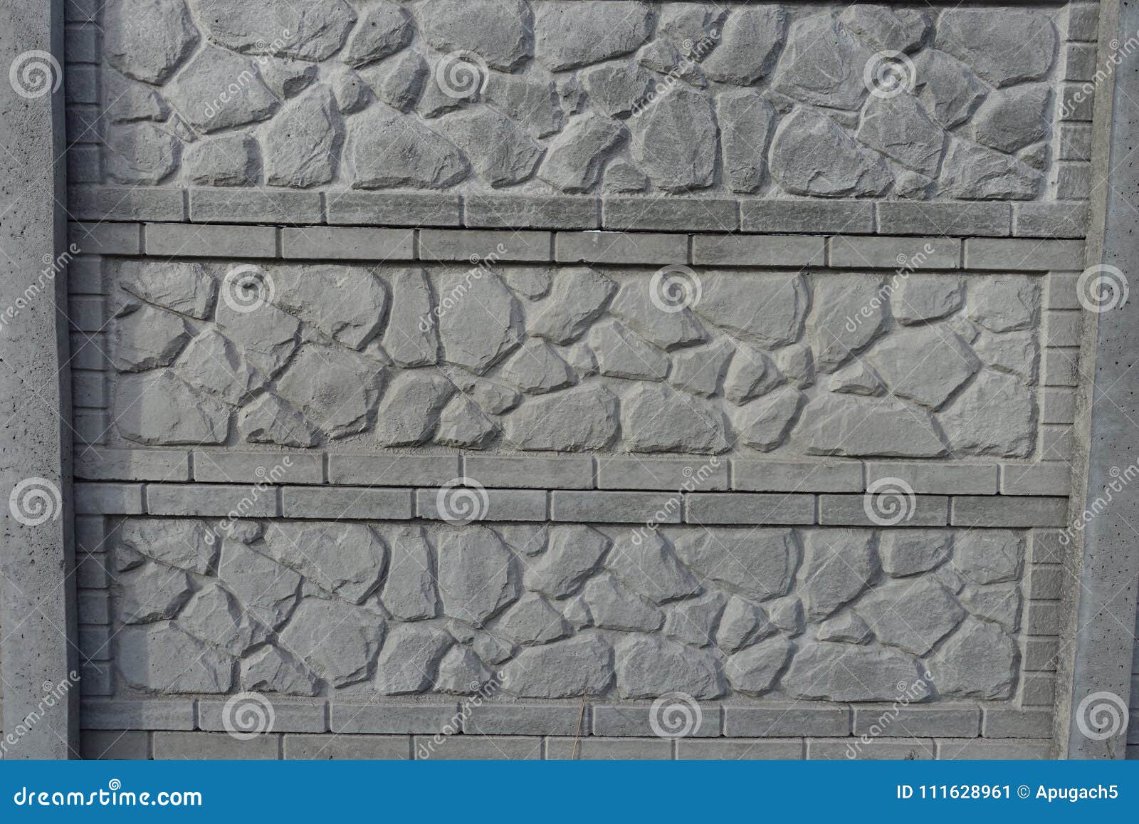 Concrete Fence with Stone-like Relief Pattern Stock Image - Image of ...