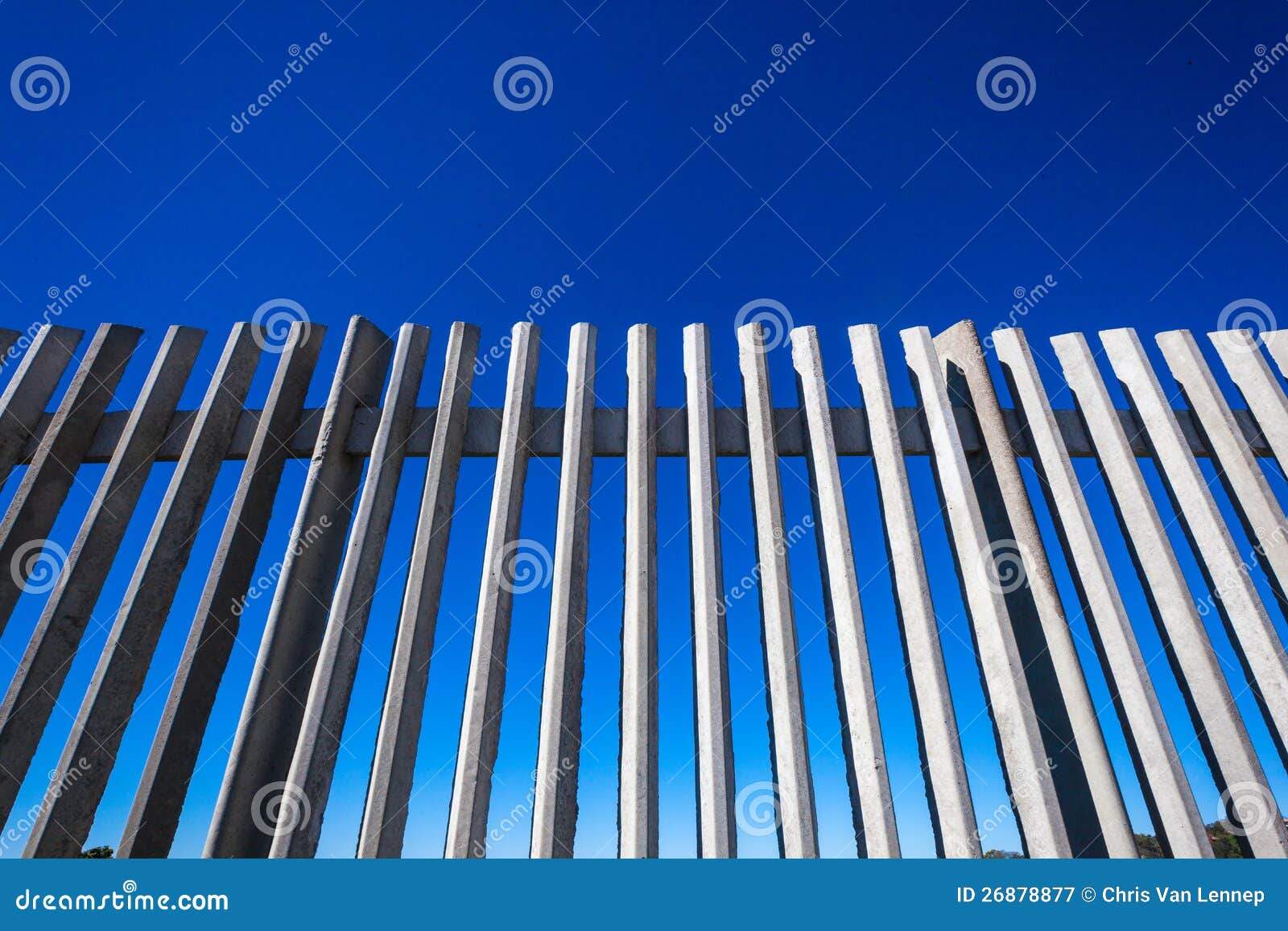Concrete Fencing Detail Blue Stock Image - Image of strength, gray ...