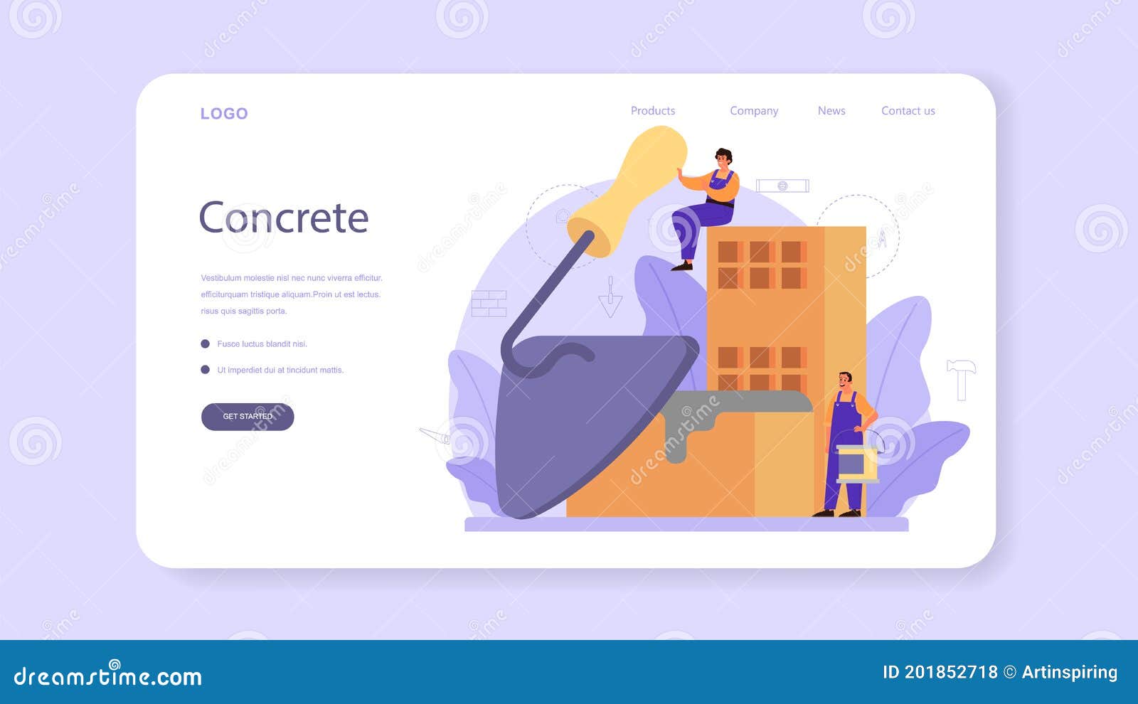 Concrete Finisher Builder Web Banner or Landing Page. Professional ...