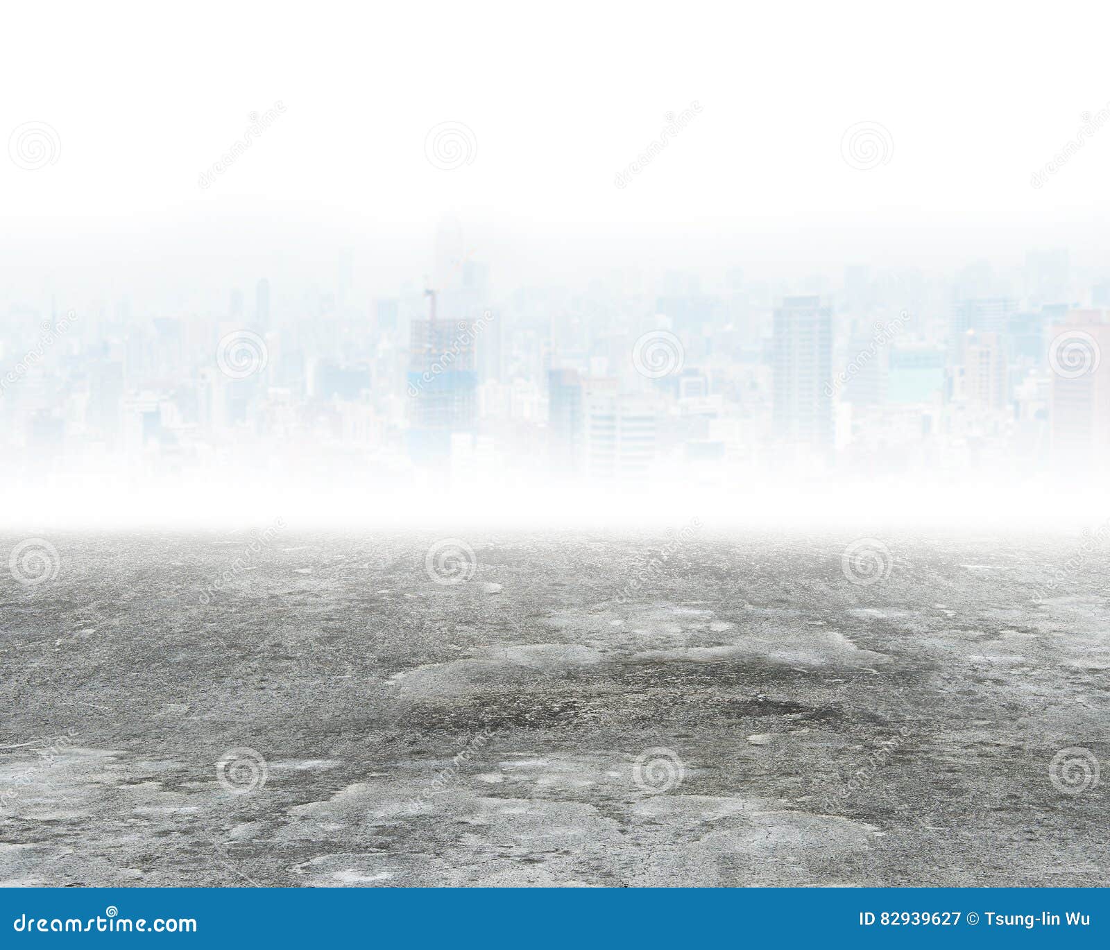 Concrete Floor and City Background with Mist Stock Image - Image of ...