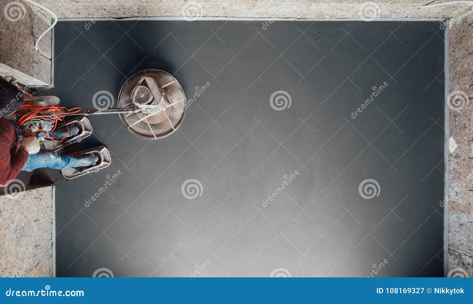 Concrete Floor Final Grinding, Top View Stock Image - Image of manual ...
