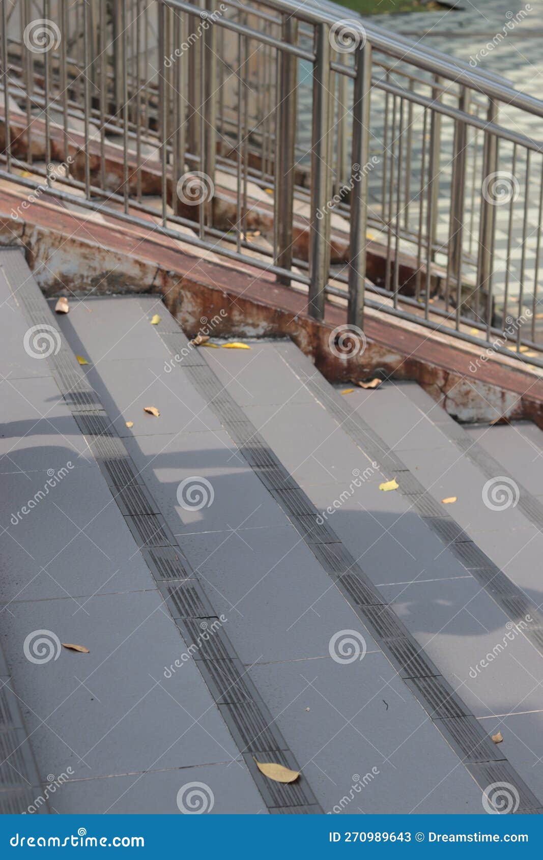 Concrete Floor Stair with Hand Railing Stock Image - Image of motion ...