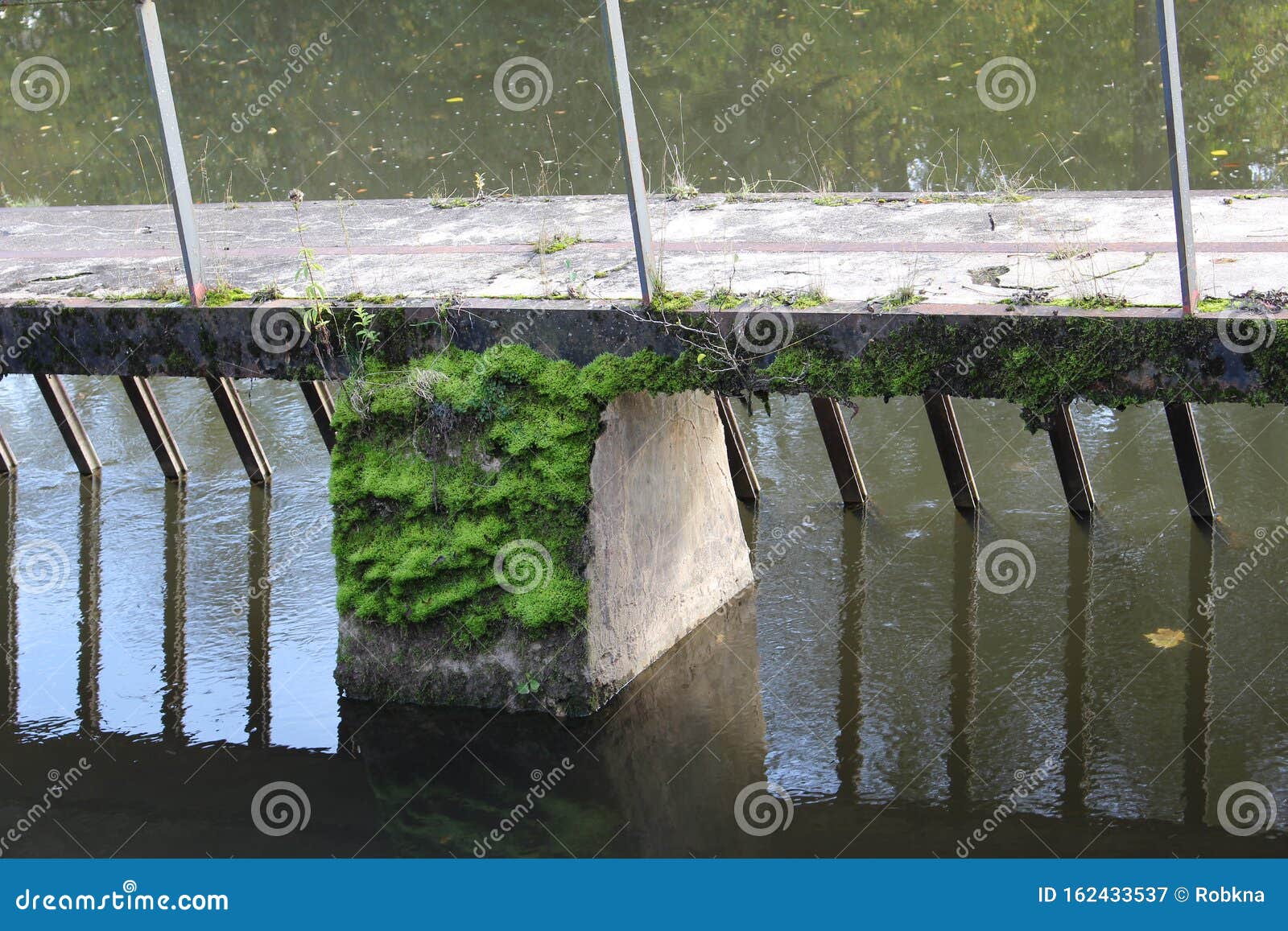 Concrete Footbridge with Iron Railing Stock Image - Image of metal ...