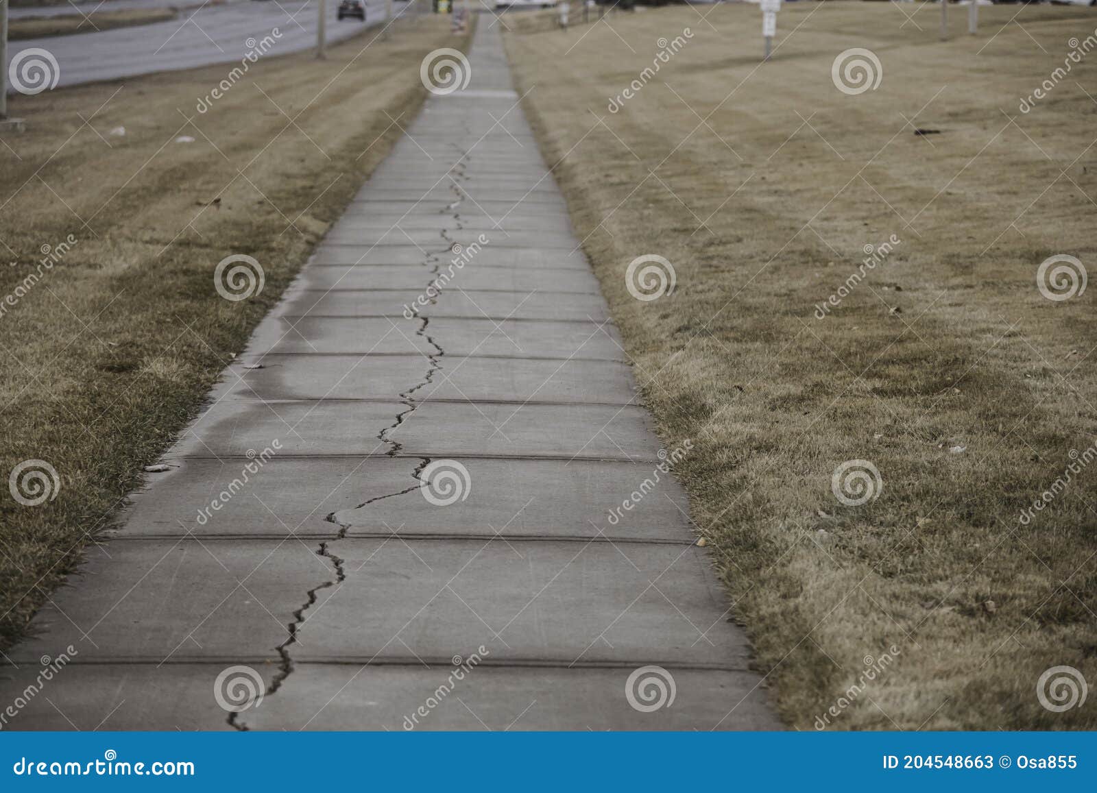 Concrete Footpath Pavement Cracked Split Down the Middle Stock Image ...