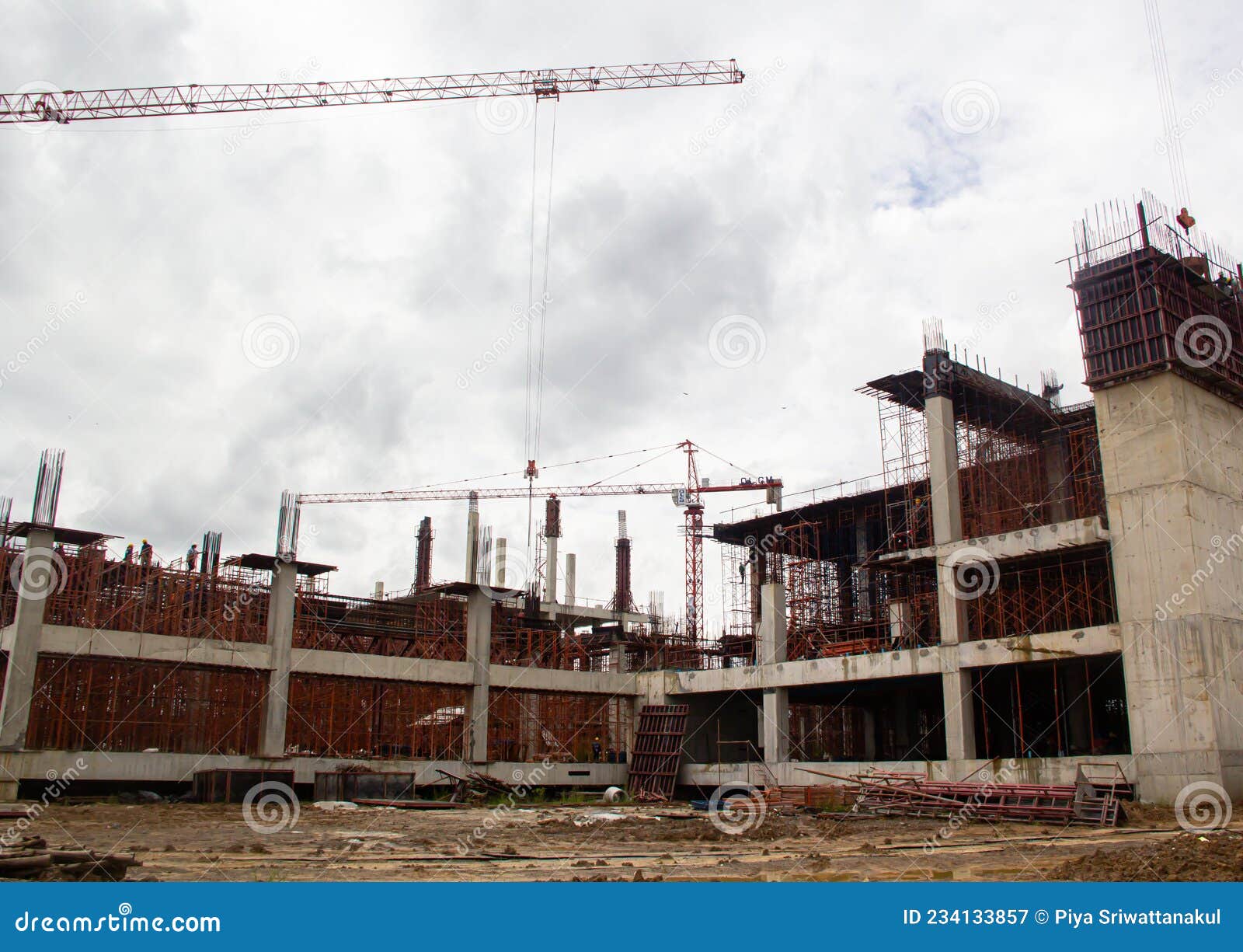 Concrete Formwork and Scaffolding on Construction Site Stock Image ...