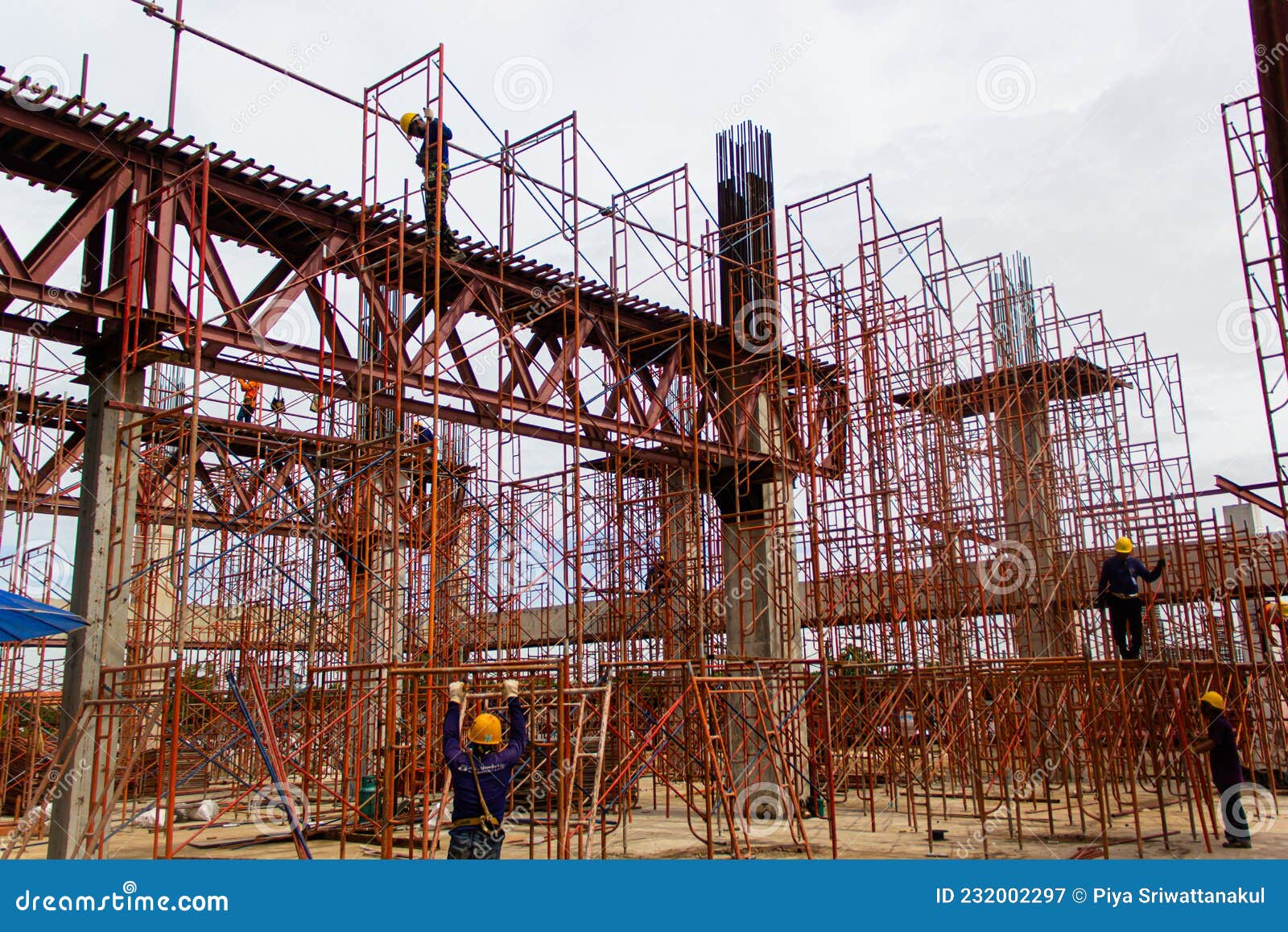 Concrete Formwork and Scaffolding Stock Image - Image of platform ...