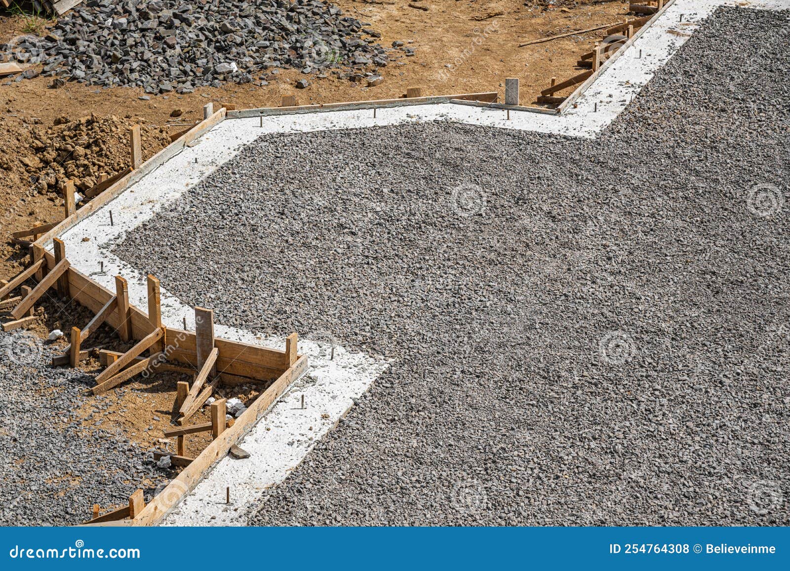 Concrete Foundation and Backfilling of Rubble. Stock Photo - Image of ...
