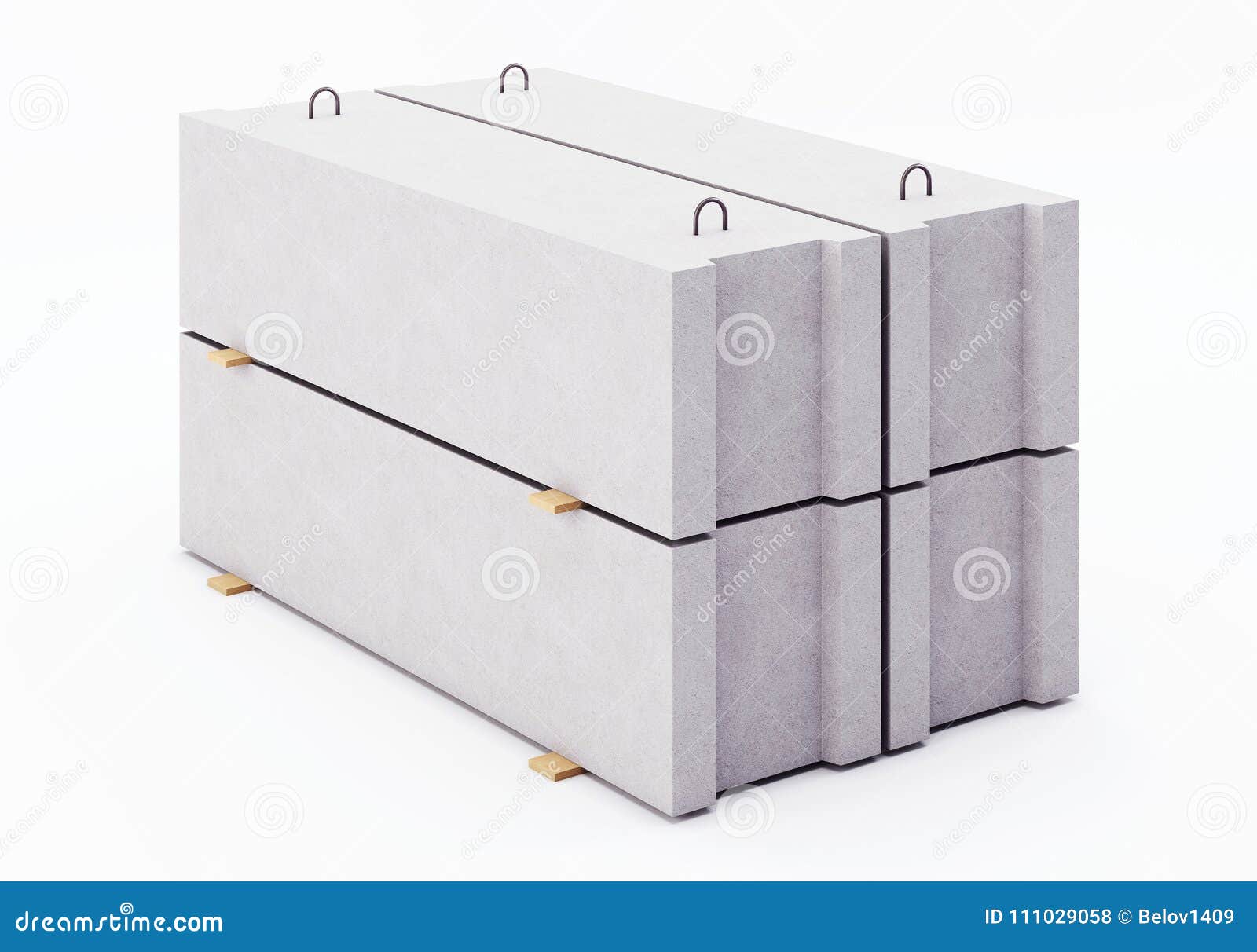 Concrete Foundation Blocks on White Background Stock Illustration ...