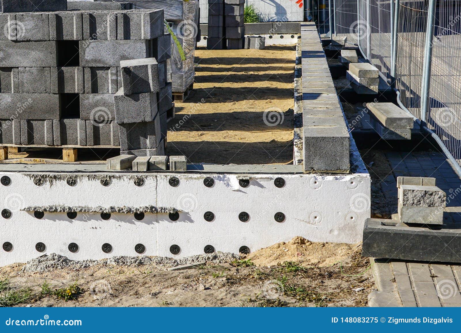 Concrete Foundation of a New House, View of Construction Site in ...