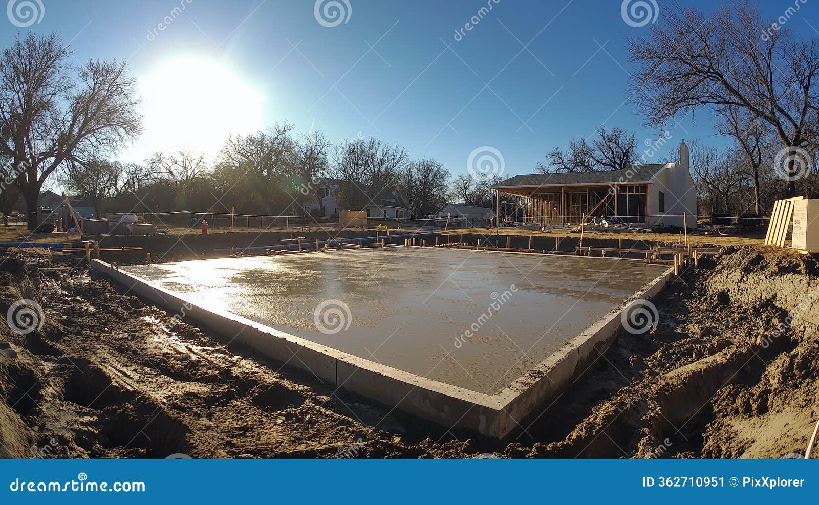 Concrete Rectangular Pavers In Front Of The Pool Of A Compact Villa ...