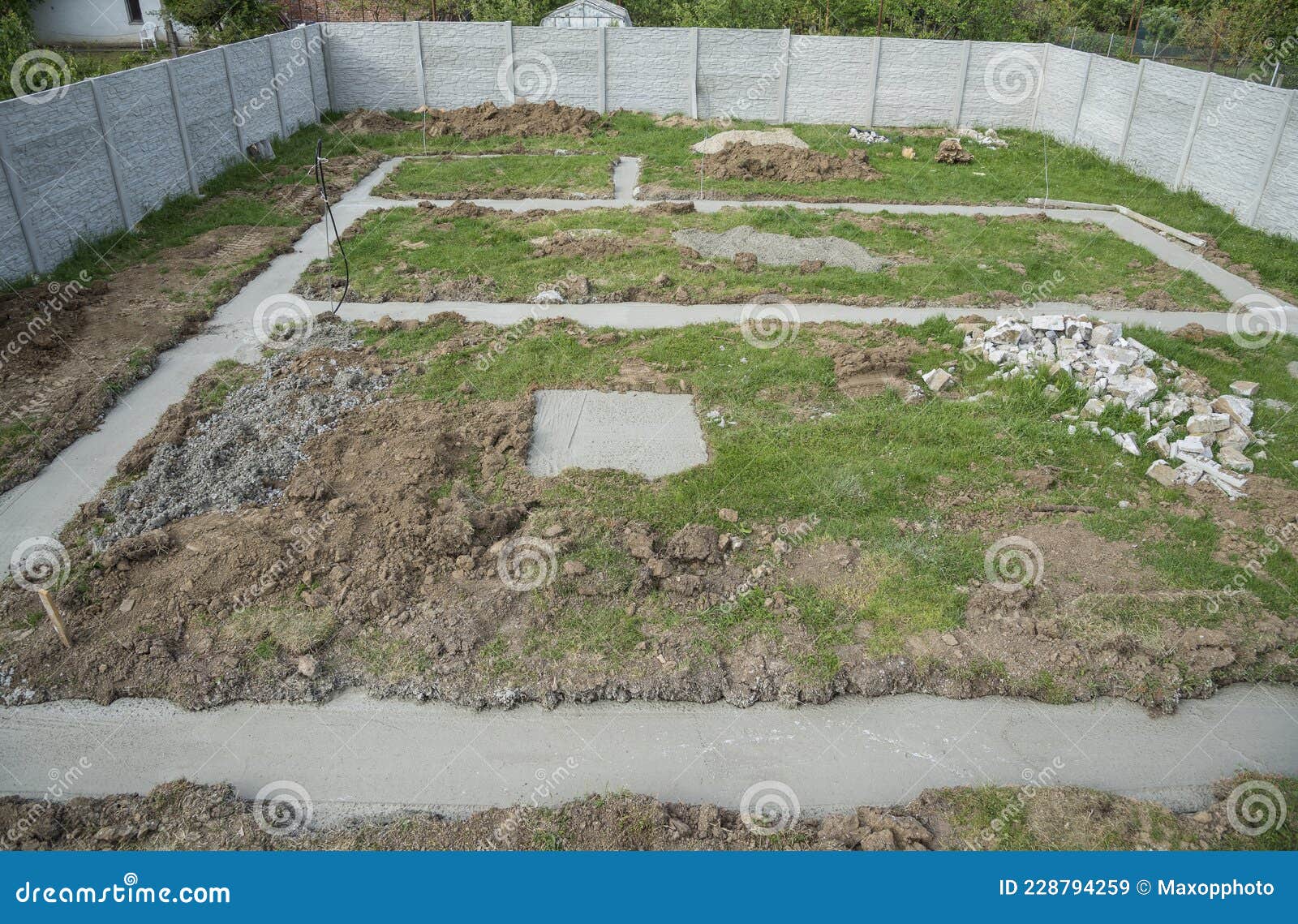 Concrete Foundation in the Ground Prepare To Build Walls Stock Image ...