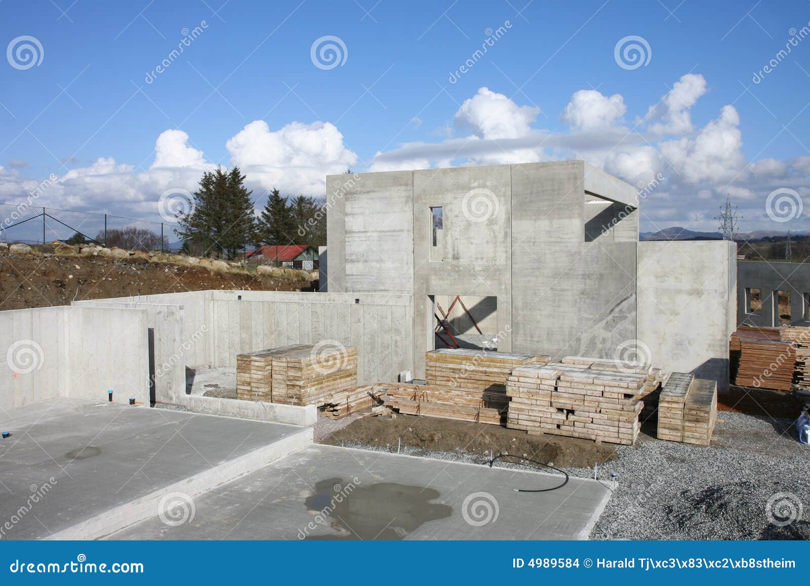 Concrete Foundation for House Stock Photo - Image of foundation, cedar ...