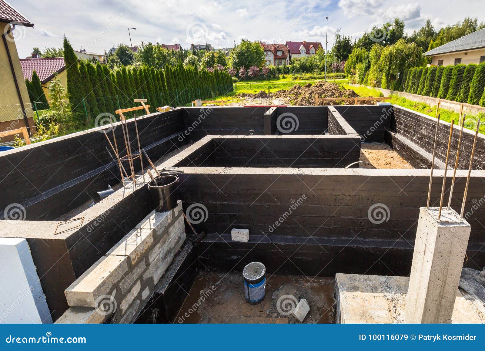 Concrete Foundation of House Stock Image - Image of ground, brick ...