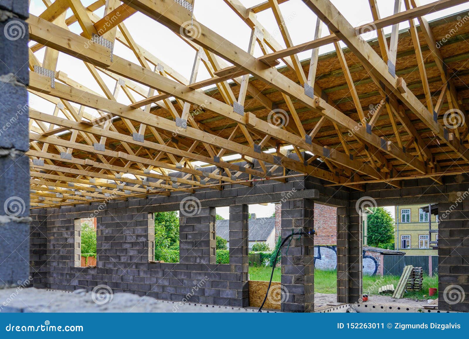 Concrete Foundation of a New House, View of Construction Site in ...