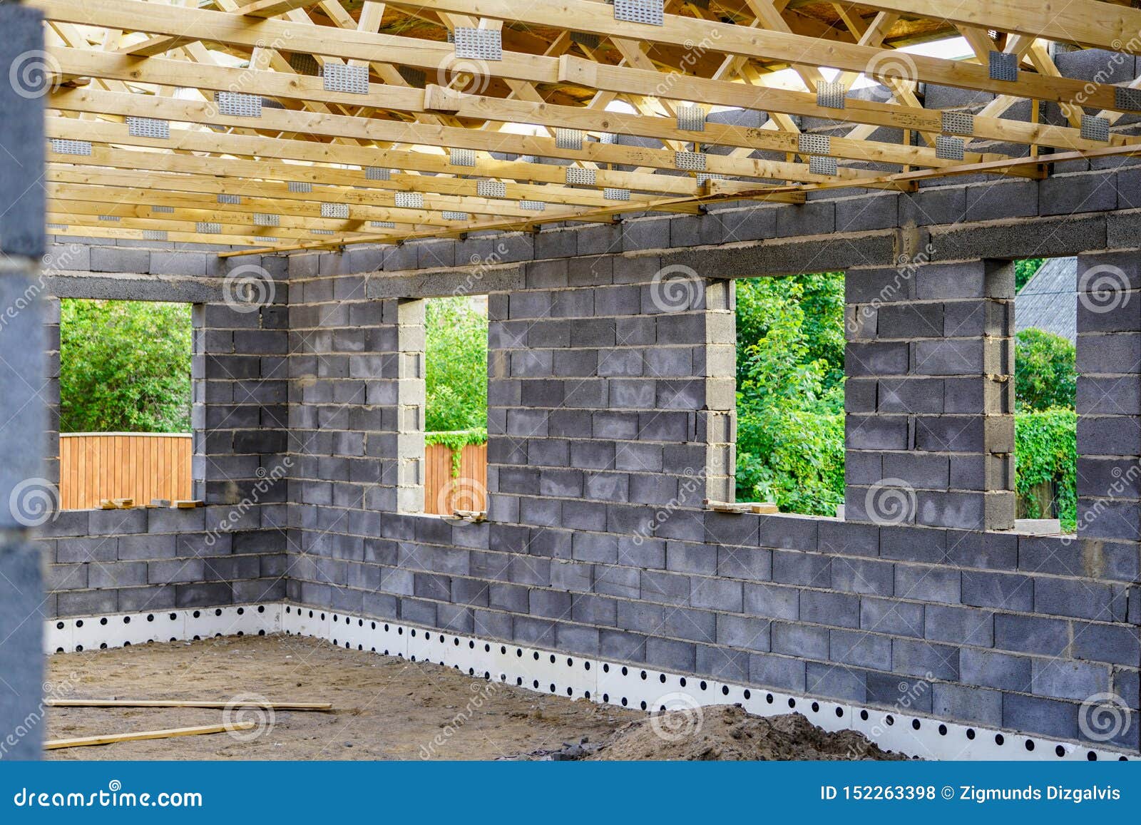 Concrete Foundation of a New House, View of Construction Site in ...