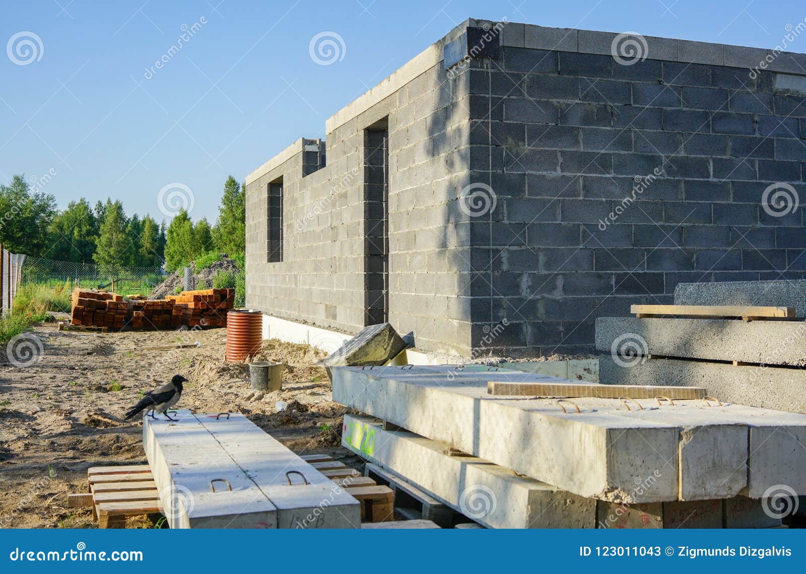 Concrete Foundation of a New House, Wall Construction Stock Image ...