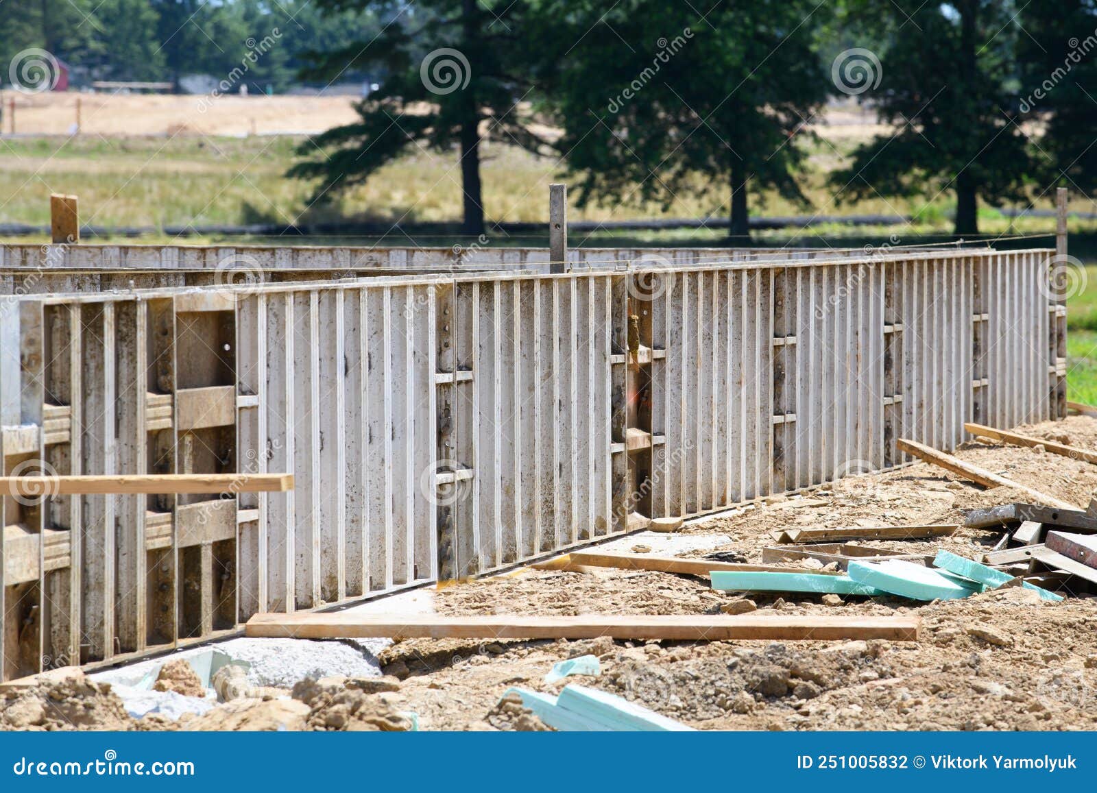 Concrete Foundation with Reinforcement and Metal Slab Construction Site ...