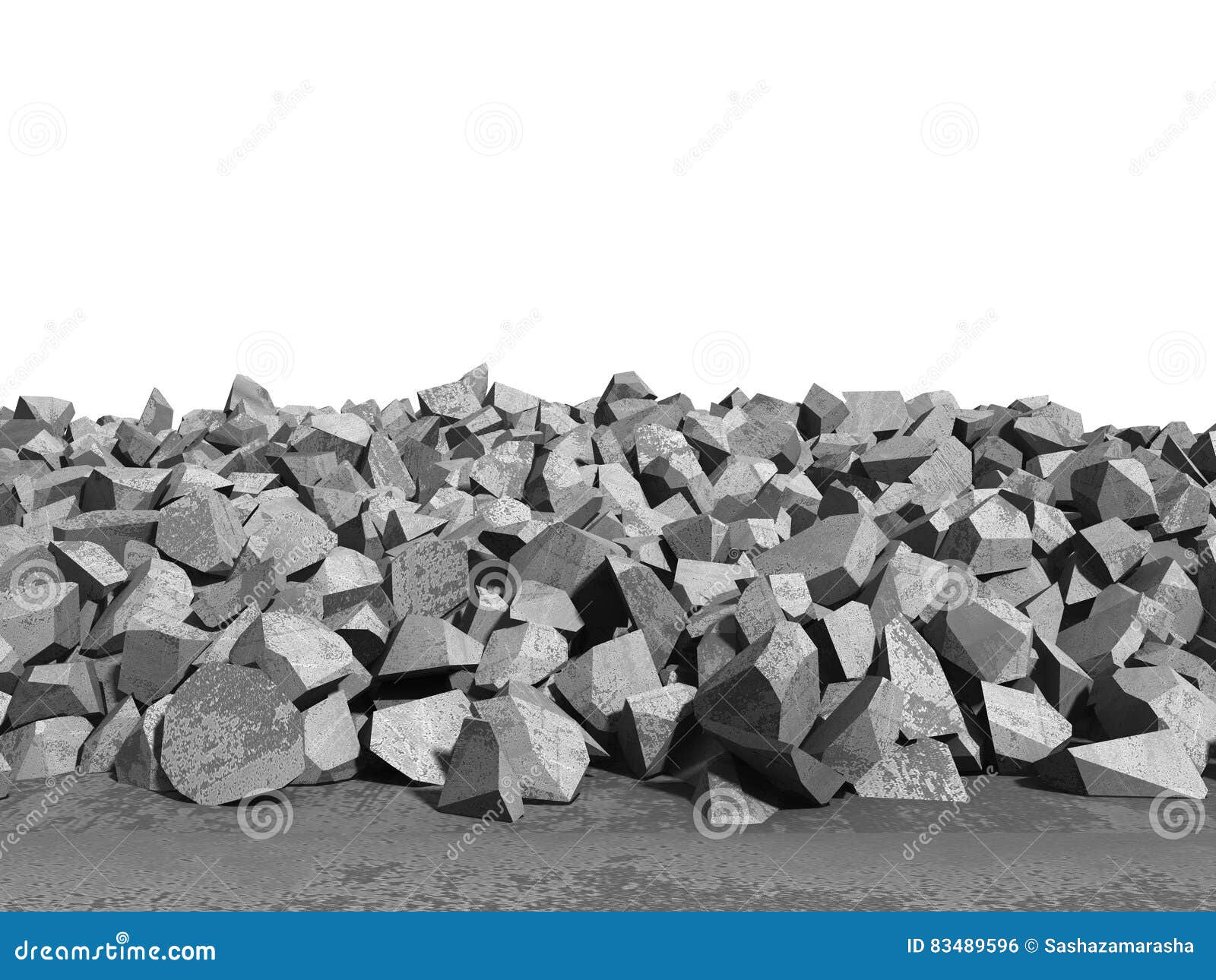 Concrete Fragments of Demolition Destruction on White Background Stock ...
