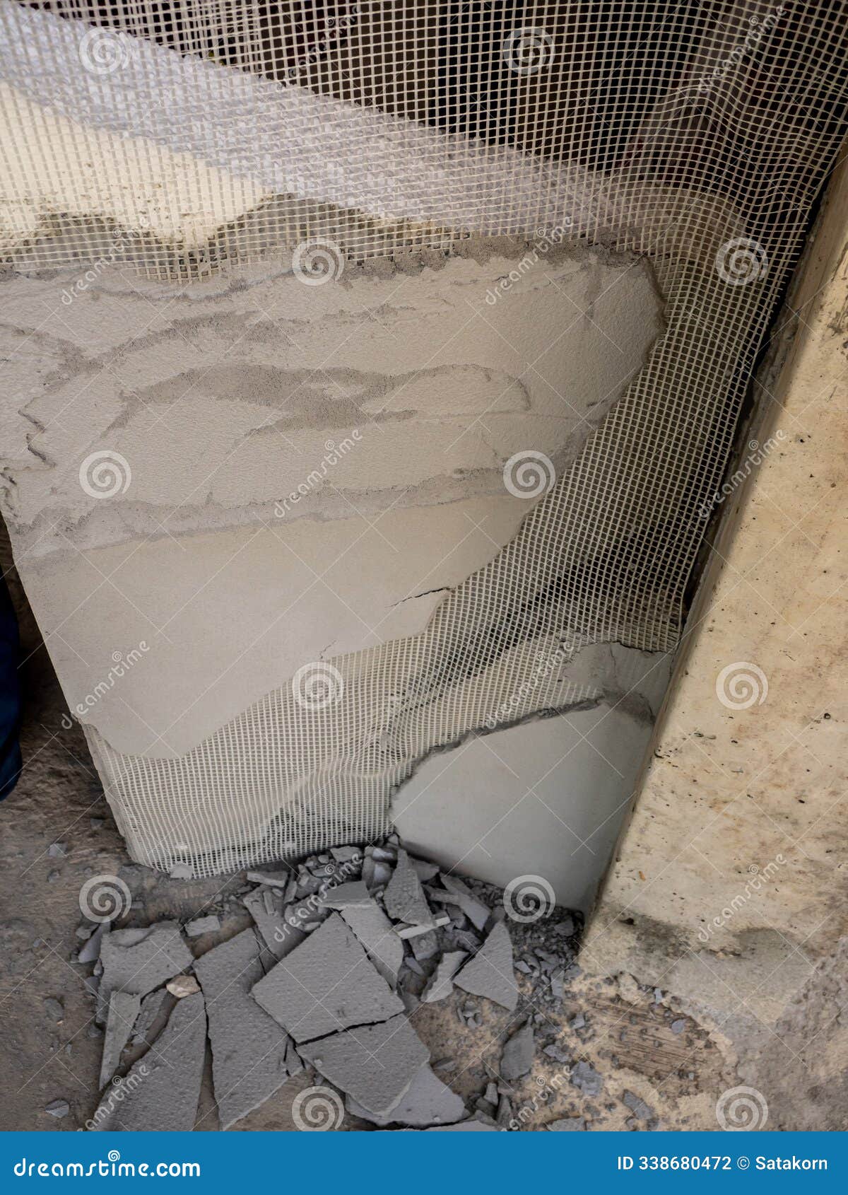 Concrete Fragments and Foam Sheets from Broken, Damaged Walls Stock ...