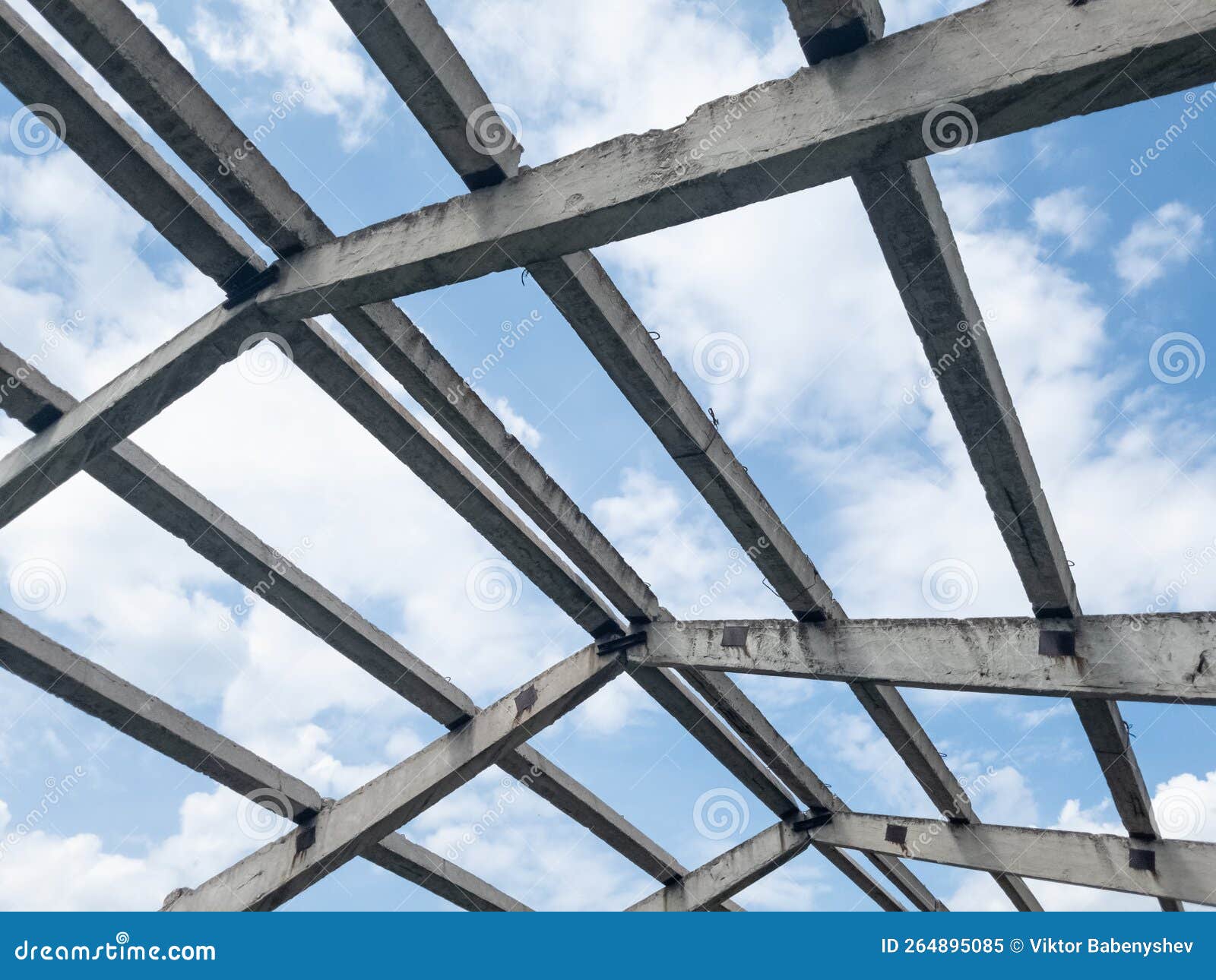 Concrete Frame Gable Roof Background. Stock Image - Image of white ...