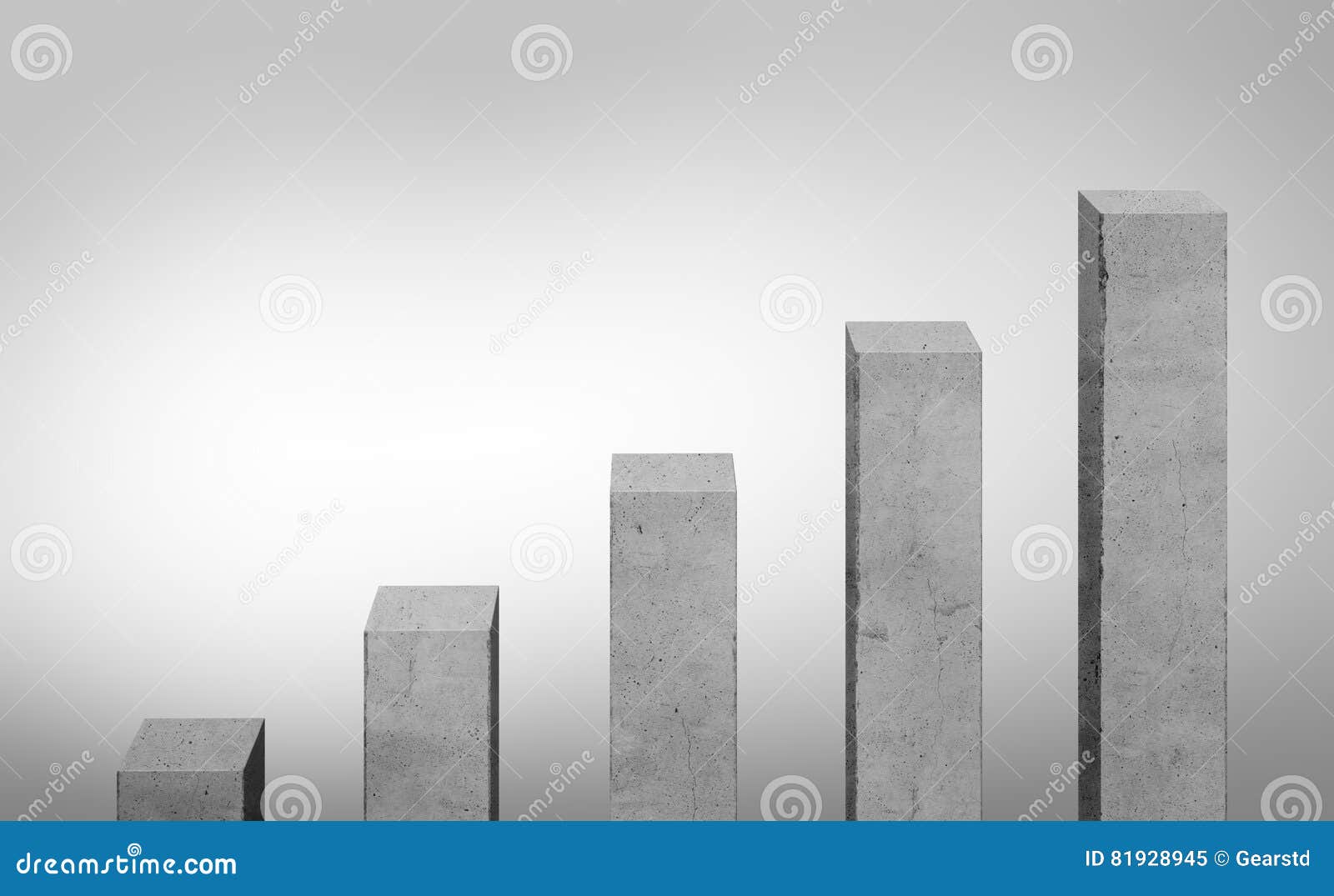 Concrete Gray Bars Different Size Standing in Ascending Order Stock ...