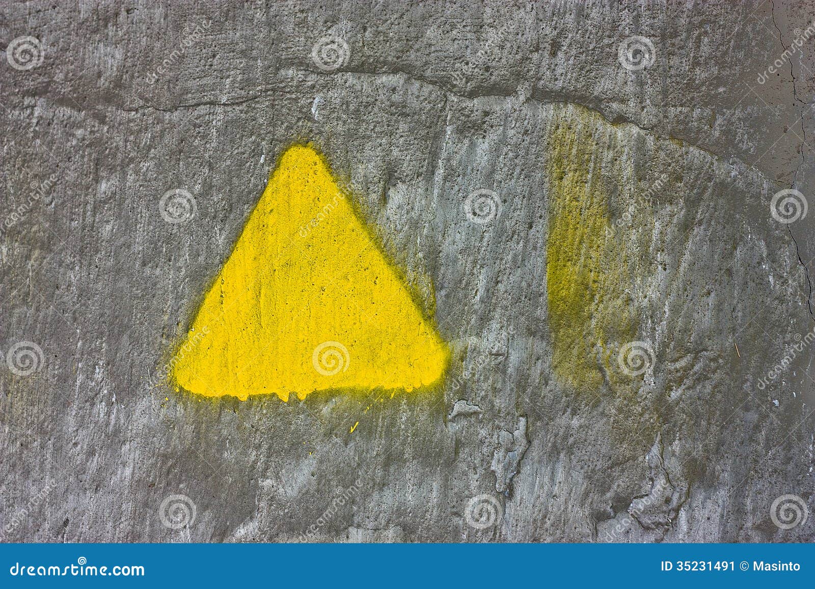 Concrete Gray Wall with Yellow Triangle Stock Image - Image of ...