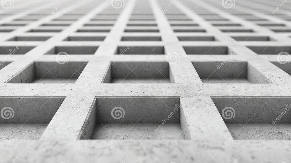 Concrete Grid Pattern Creates Repeating Square Shapes with ...
