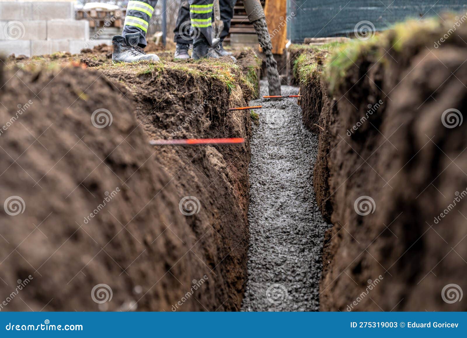 Concrete in the Ground for the Foundation of the Building Stock Image ...