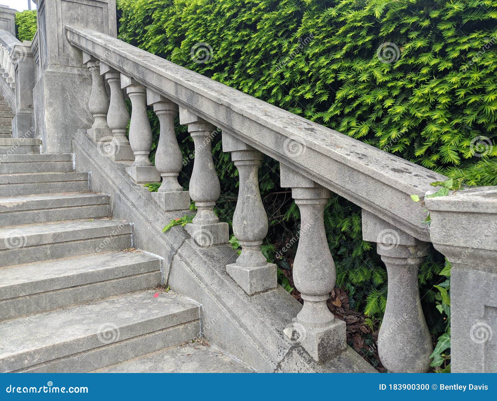 Steel Handrail On Concrete Steps