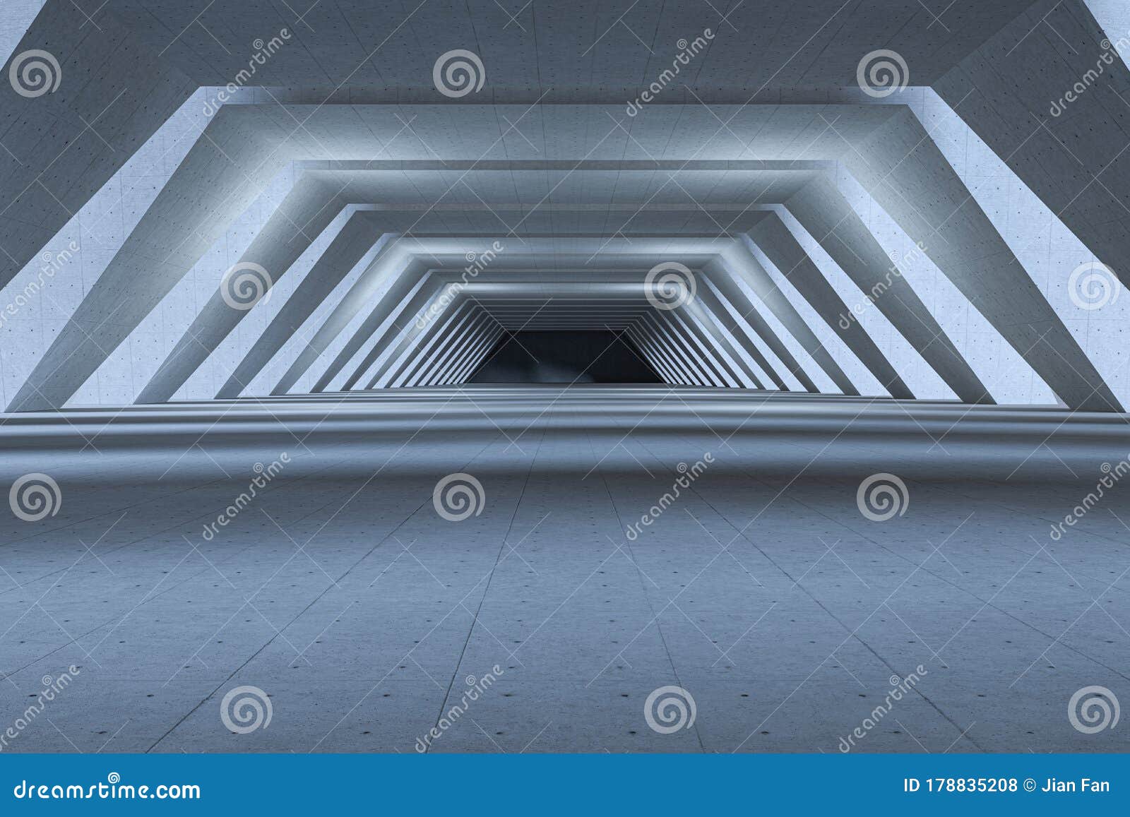 Concrete Hexagonal Tunnel, Modern Architecture, 3d Rendering Stock ...