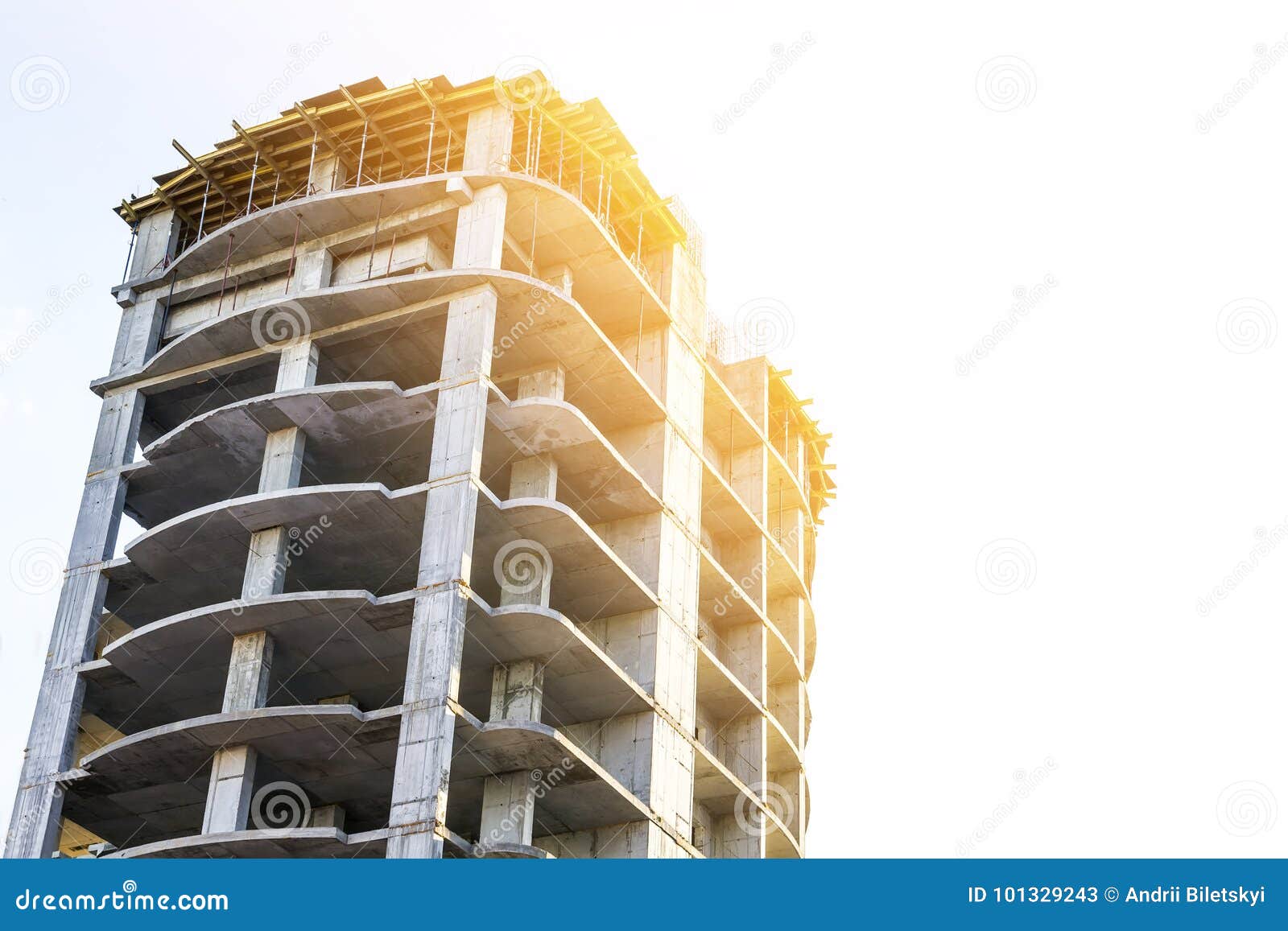 Concrete High Storey Building Frame Under Construction. Soft Light ...
